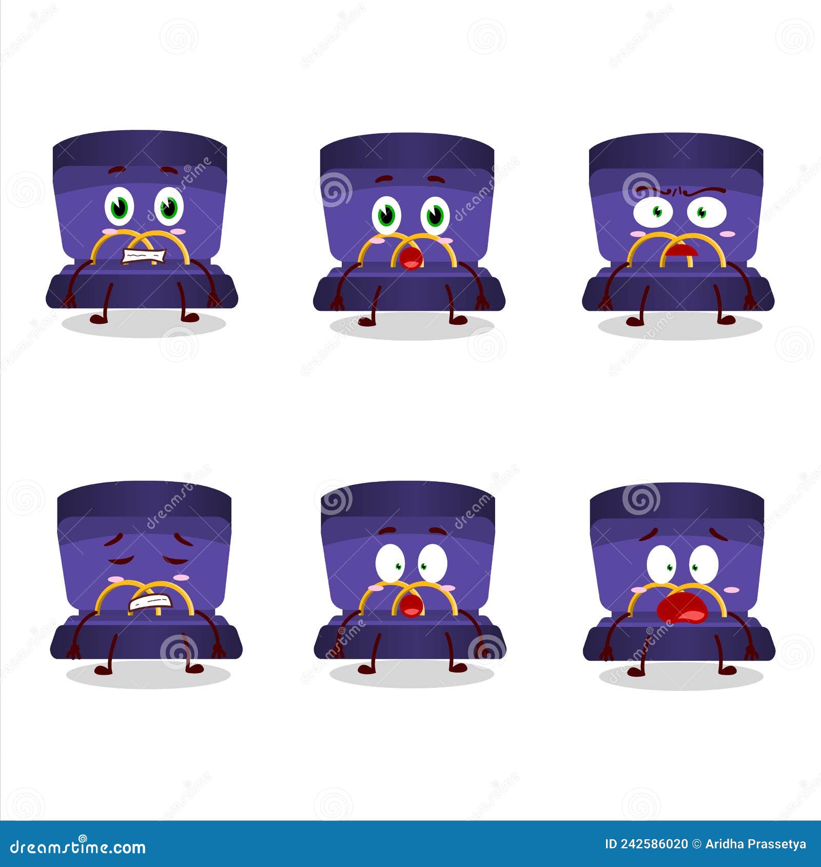 Character Cartoon of Purple Ring Box with Scared Expression Stock ...