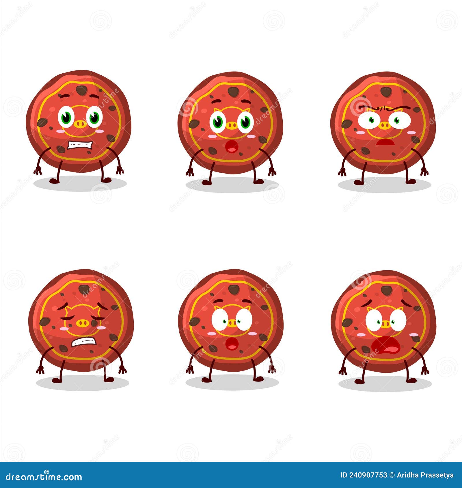 Character Cartoon of Red Cookies Pig with Scared Expression Stock ...