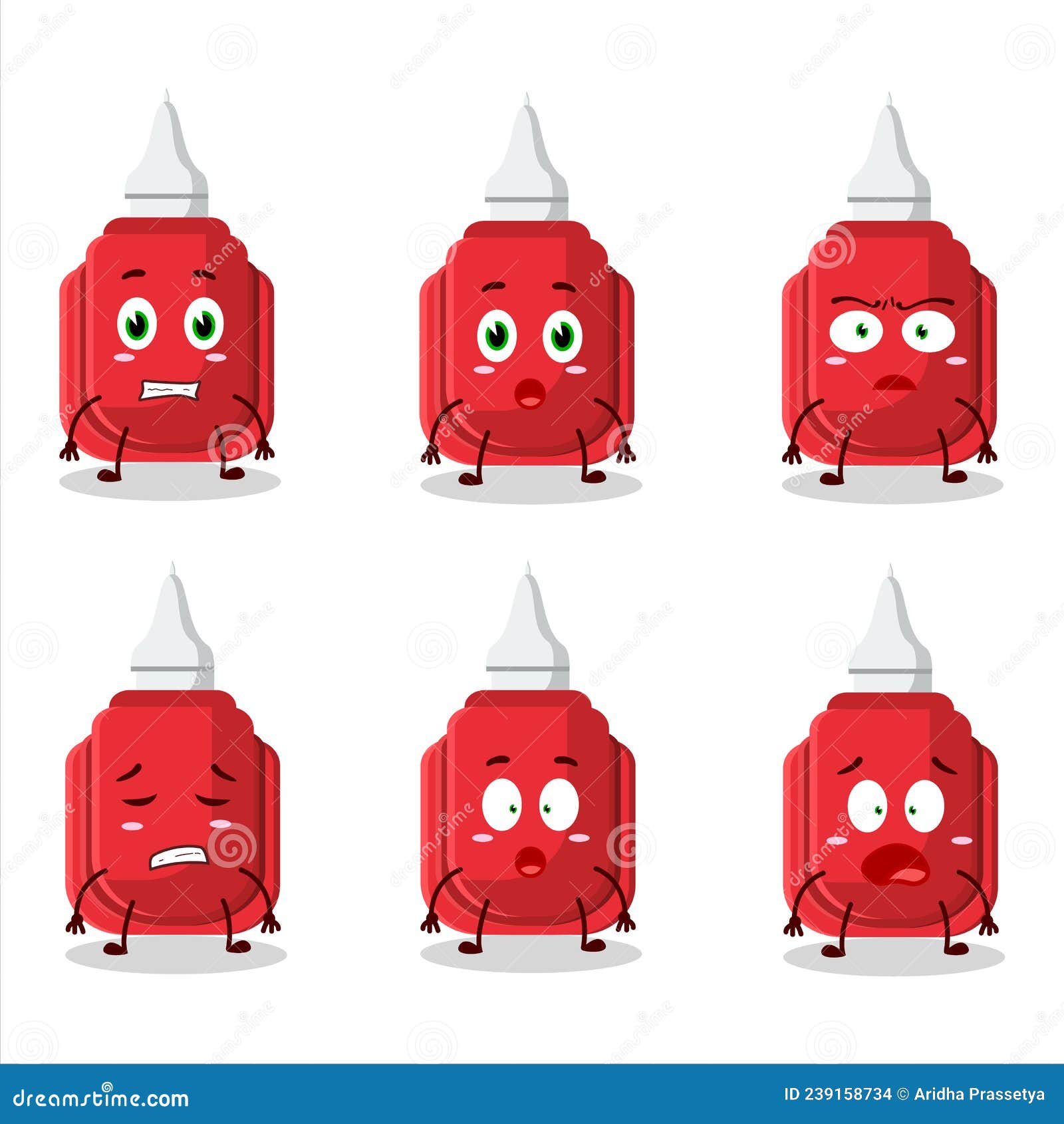 Character Cartoon of Red Correction Pen with Scared Expression Stock ...