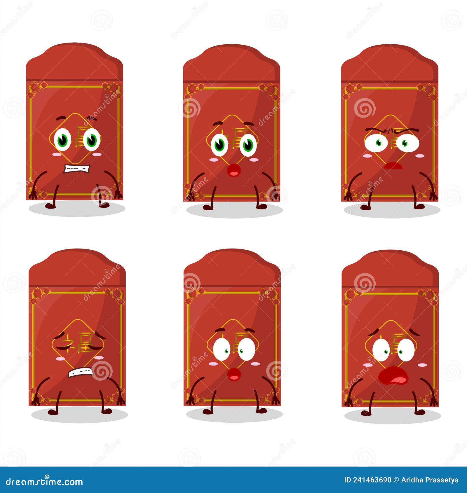 Character Cartoon of Red Packets Chinese with Scared Expression Stock ...