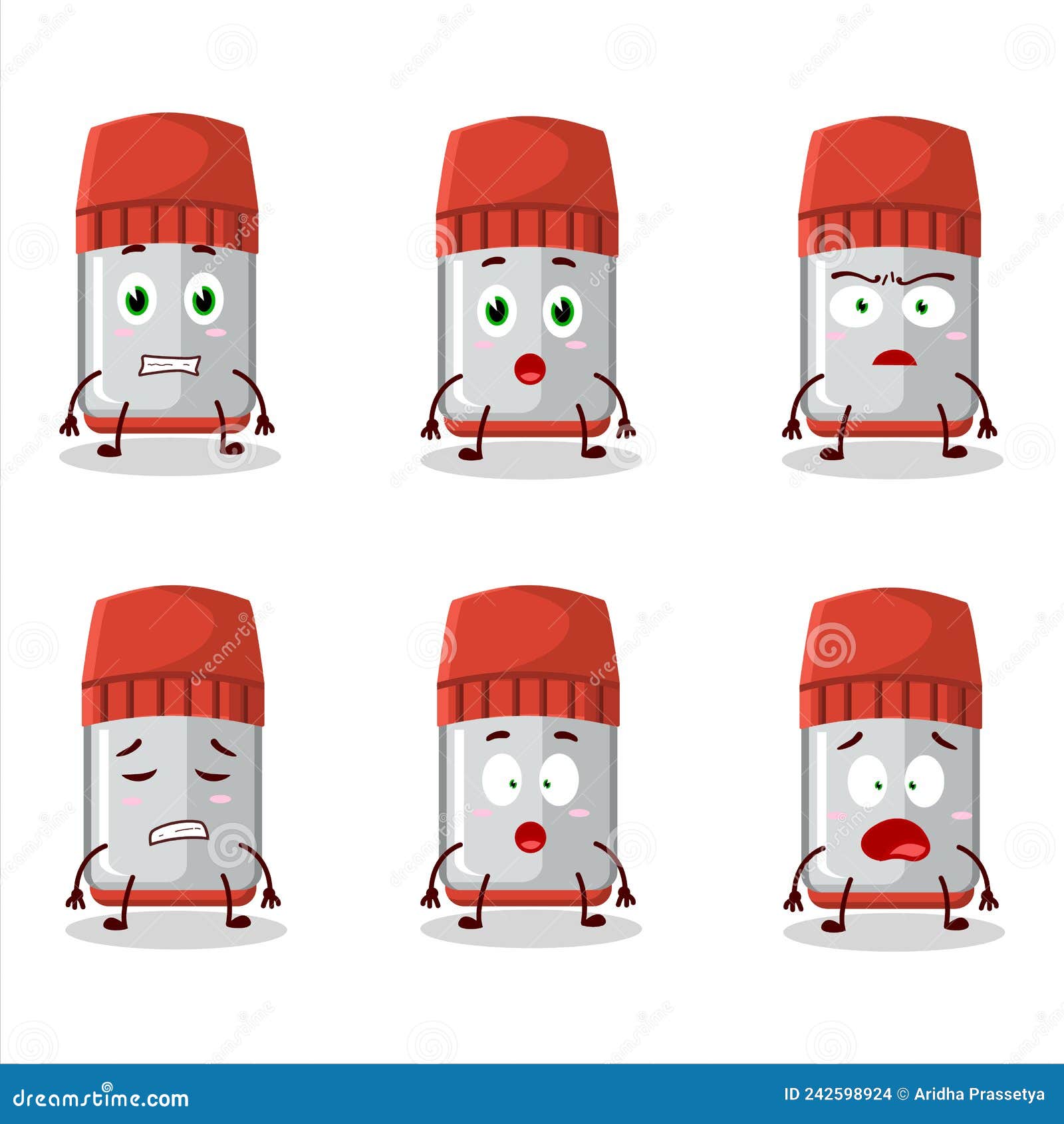 Character Cartoon of Red Whiteboard Marker with Scared Expression Stock ...