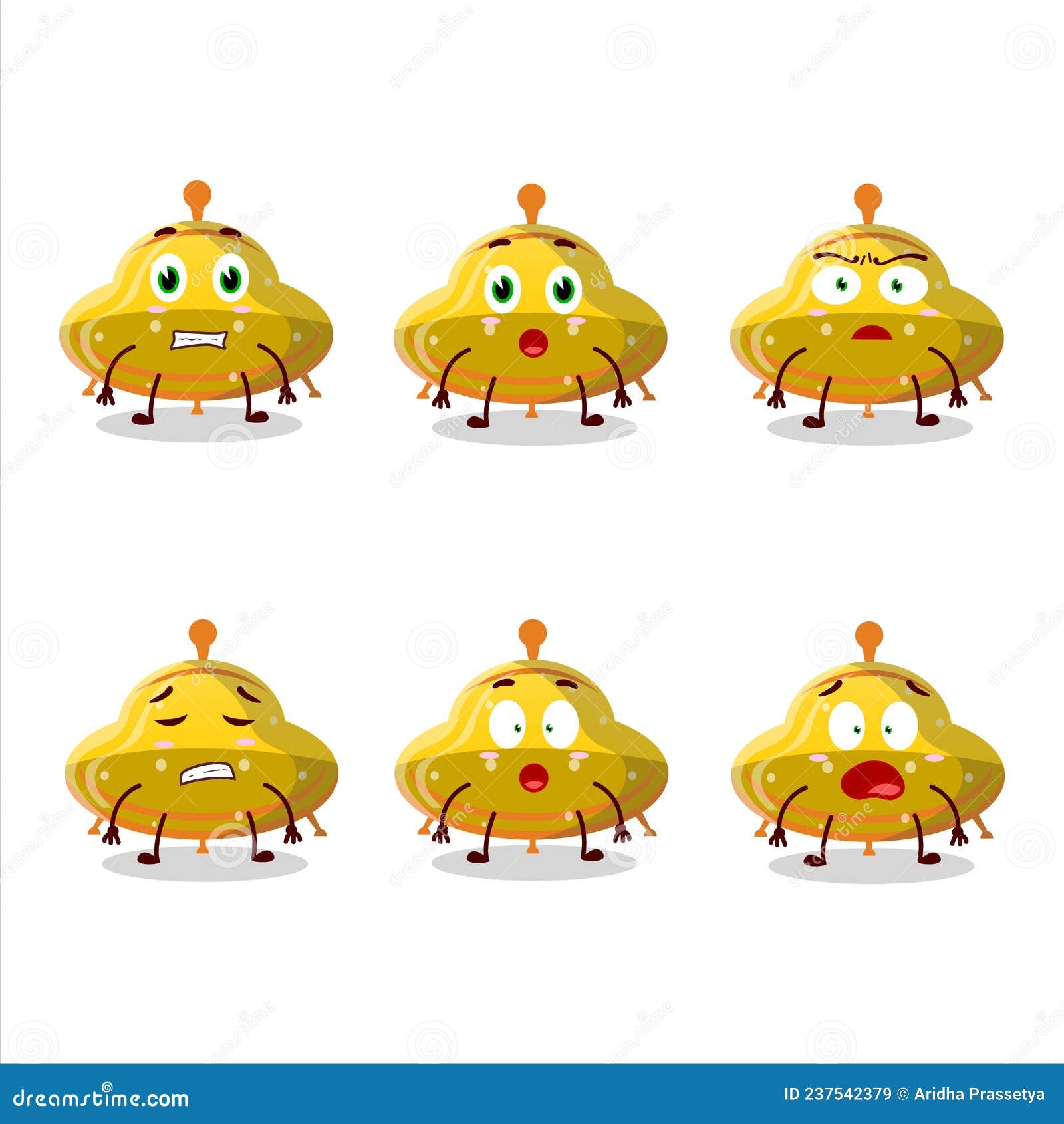 Character Cartoon of UFO Yellow Gummy Candy with Scared Expression ...