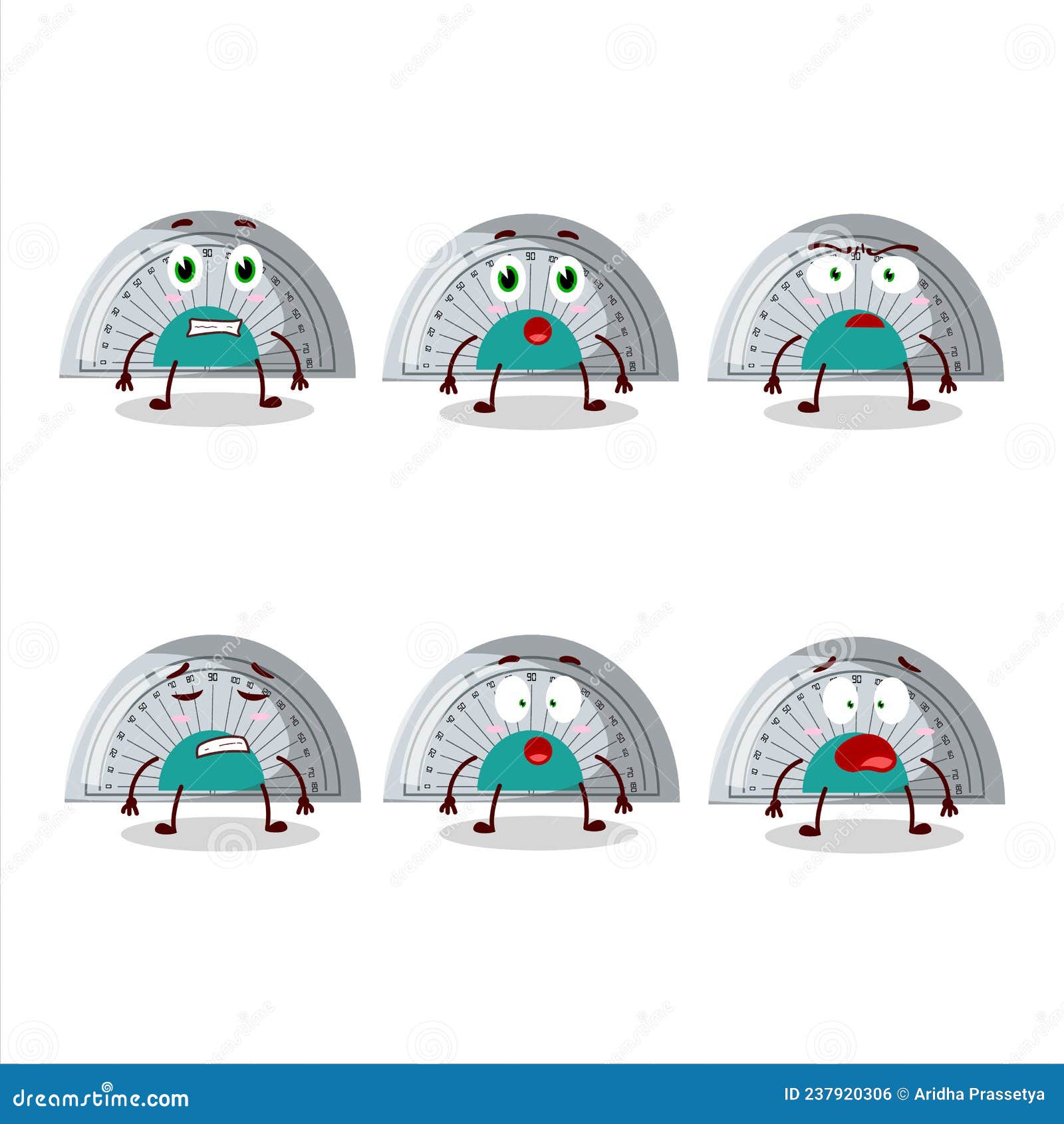 Character Cartoon of White Arc Ruler with Scared Expression Stock ...
