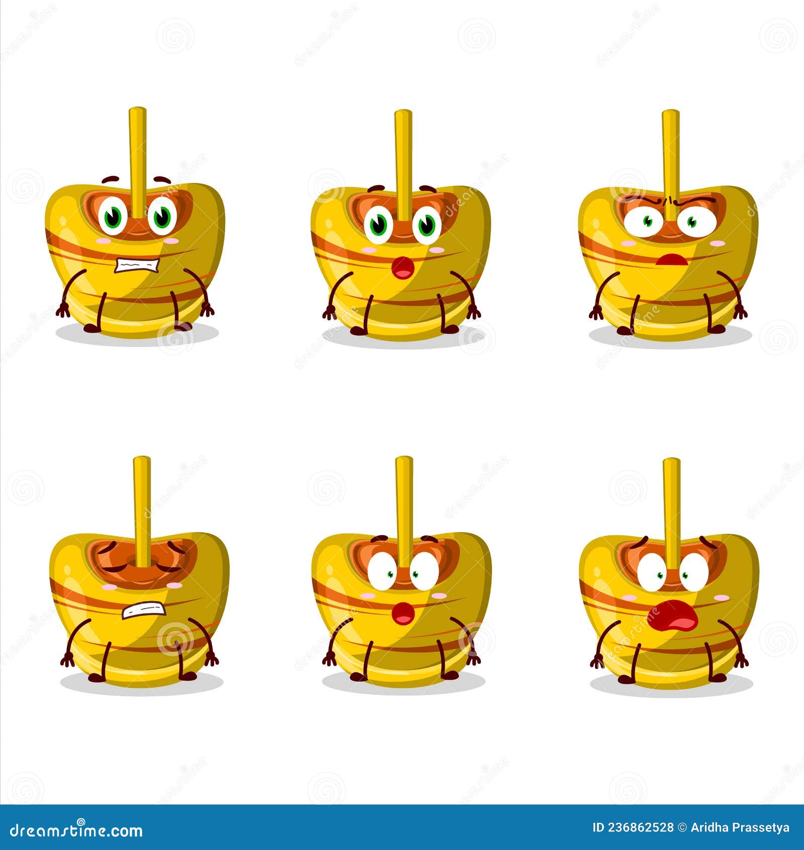 Character Cartoon of Yellow Sugar Candy with Scared Expression Stock ...