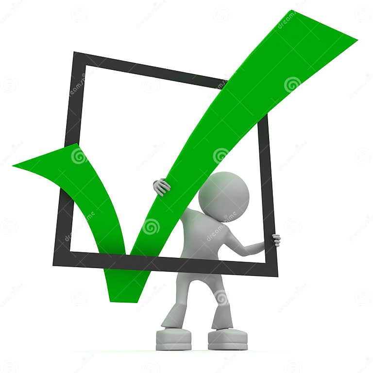 Character with check mark stock illustration. Illustration of correct ...
