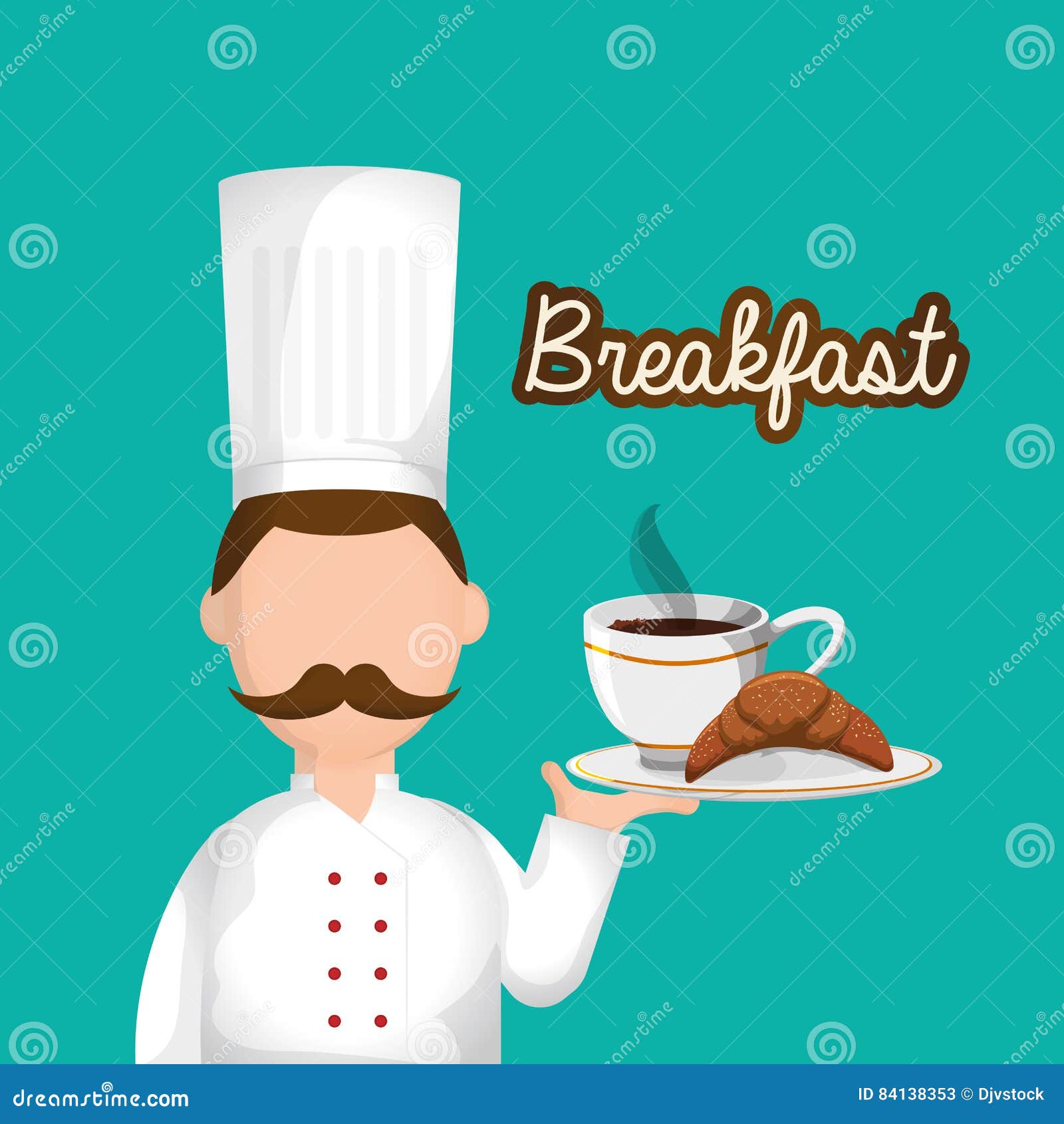 Character Chef Breakfast Tray Food Stock Illustration - Illustration of ...