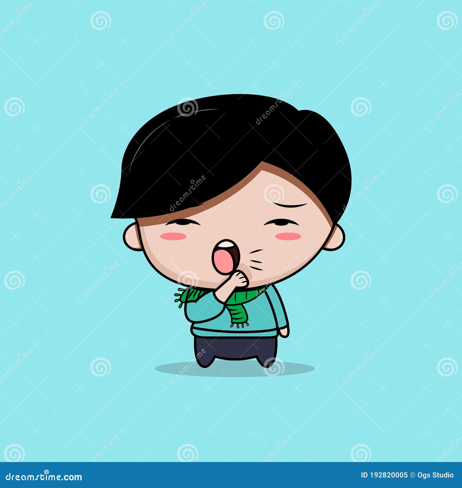 Character Chibi Cough Cute Design Stock Vector - Illustration of care ...