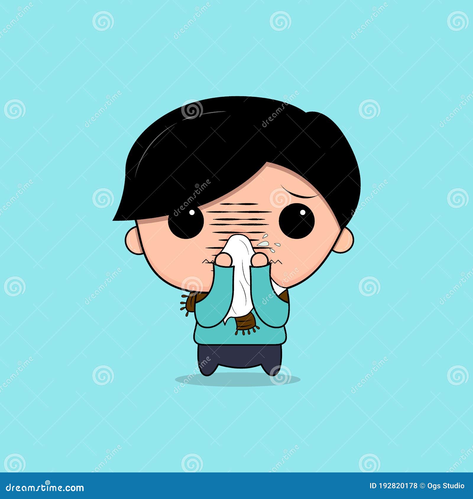 Character Influenza Chibi Design Stock Vector - Illustration of covid ...