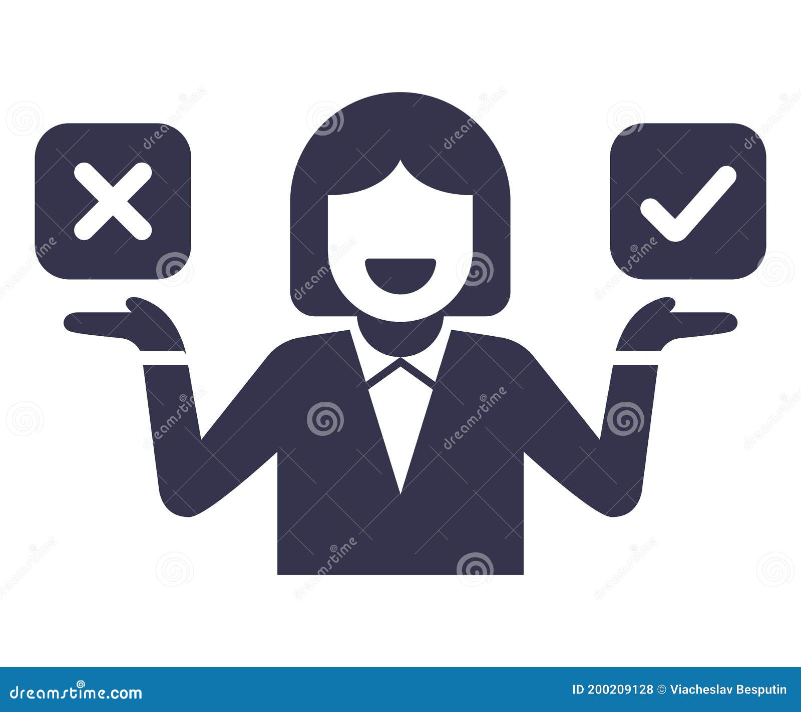 The Character Chooses Either Yes or No. Icon with Answer Options Stock ...