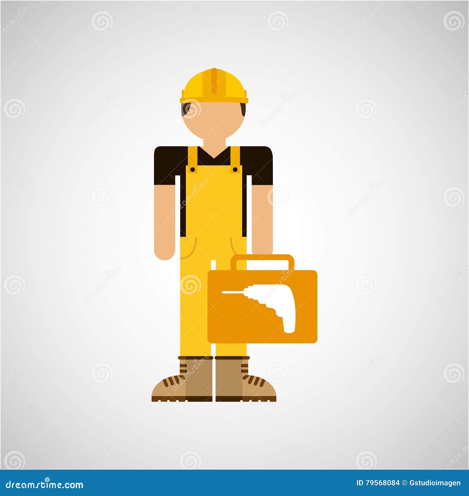 Character Construction Man with Tool Box Drill Stock Illustration ...