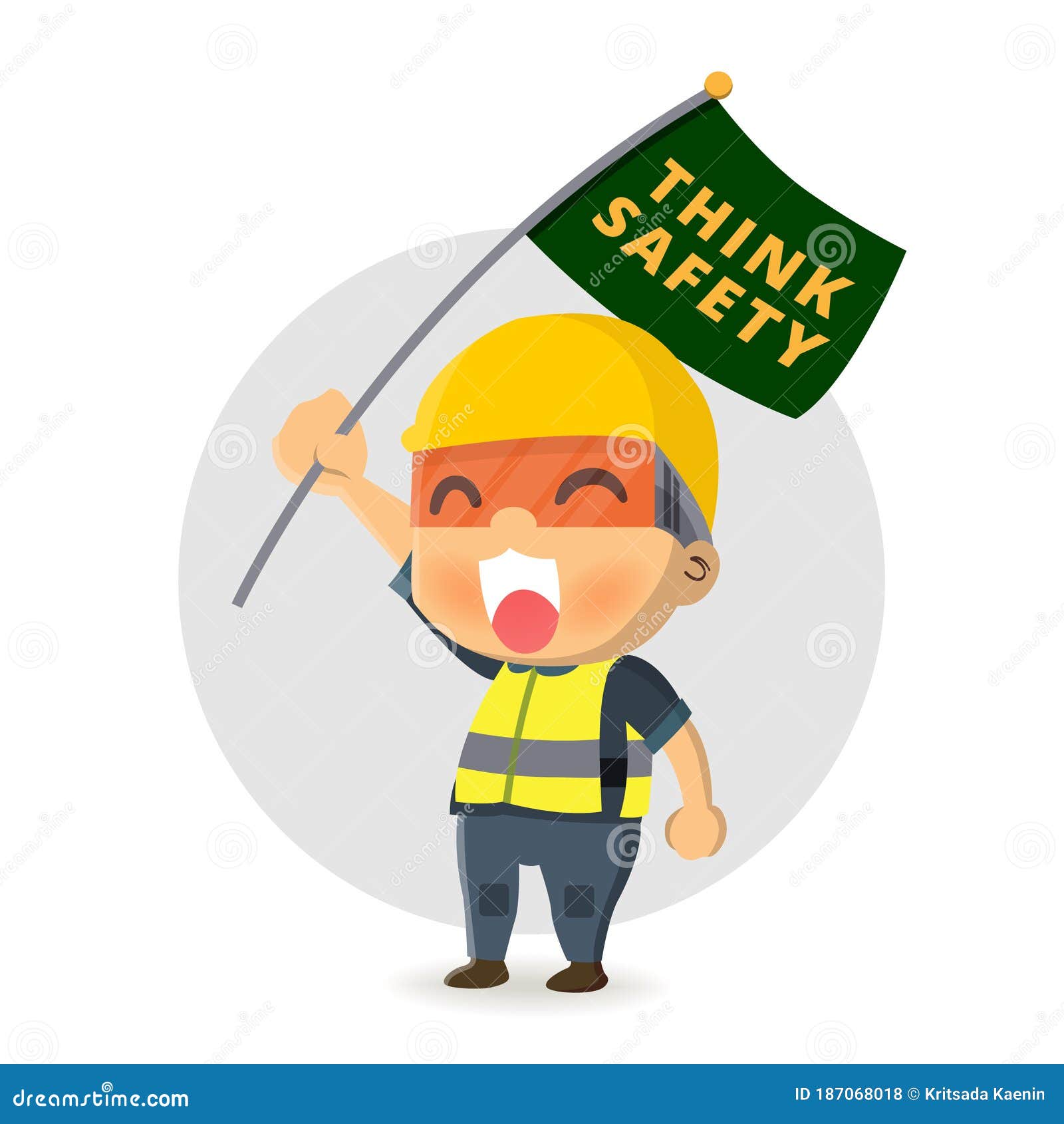 Character Construction Working Hold Flag Think Safety : Safety Concept ...