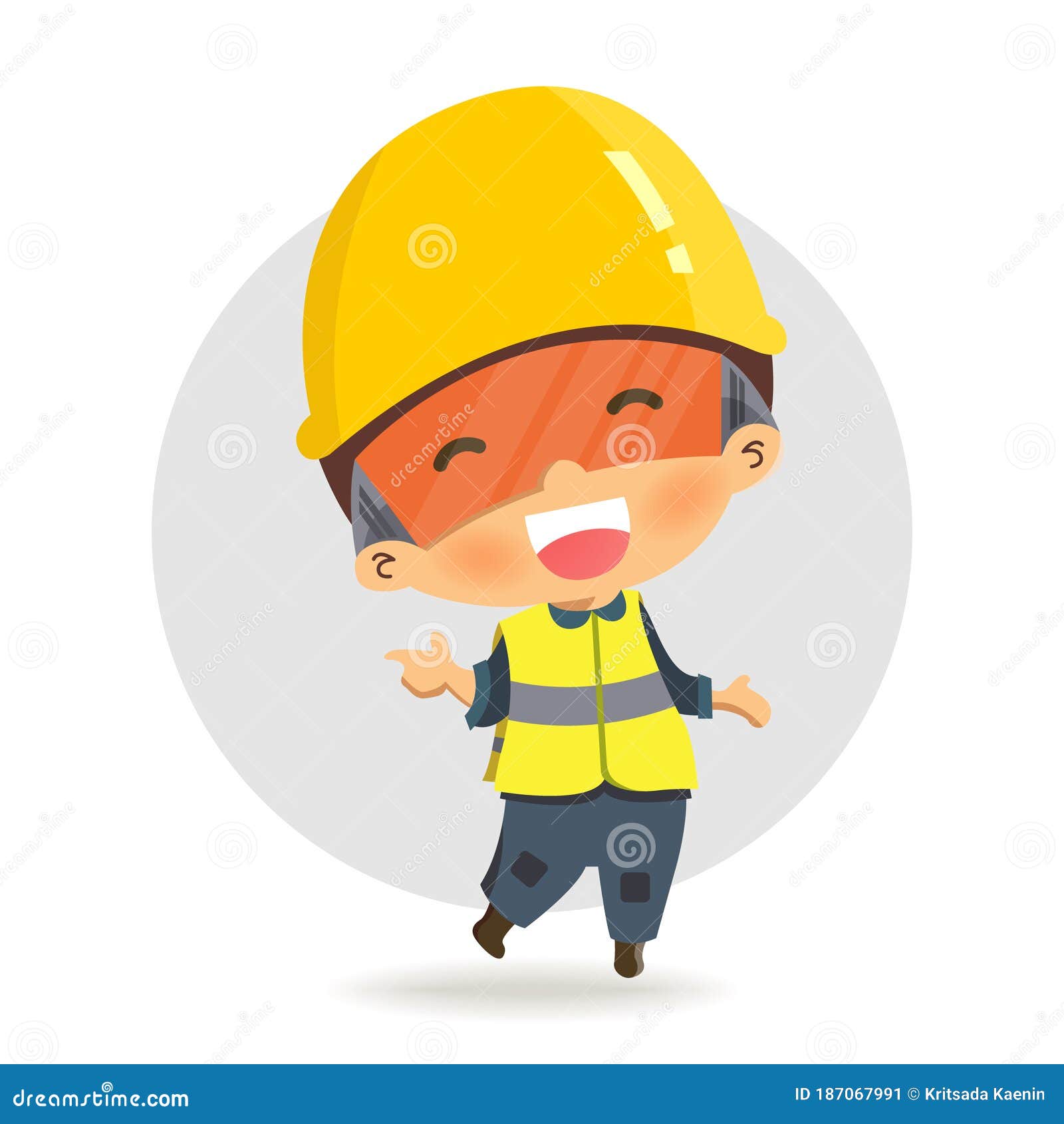 Character Constructor Worker in Various Situations. Smiling and ...