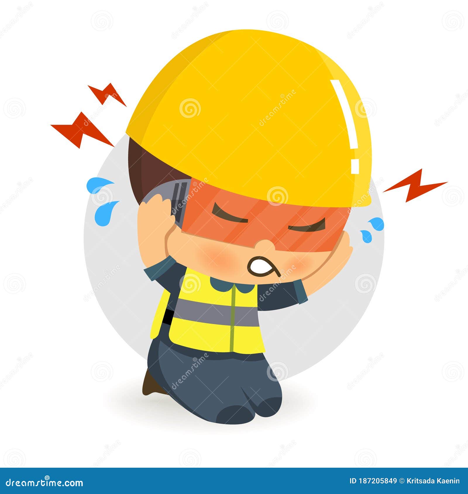Character Constructor Worker in Various Situations. Vector Illustration ...