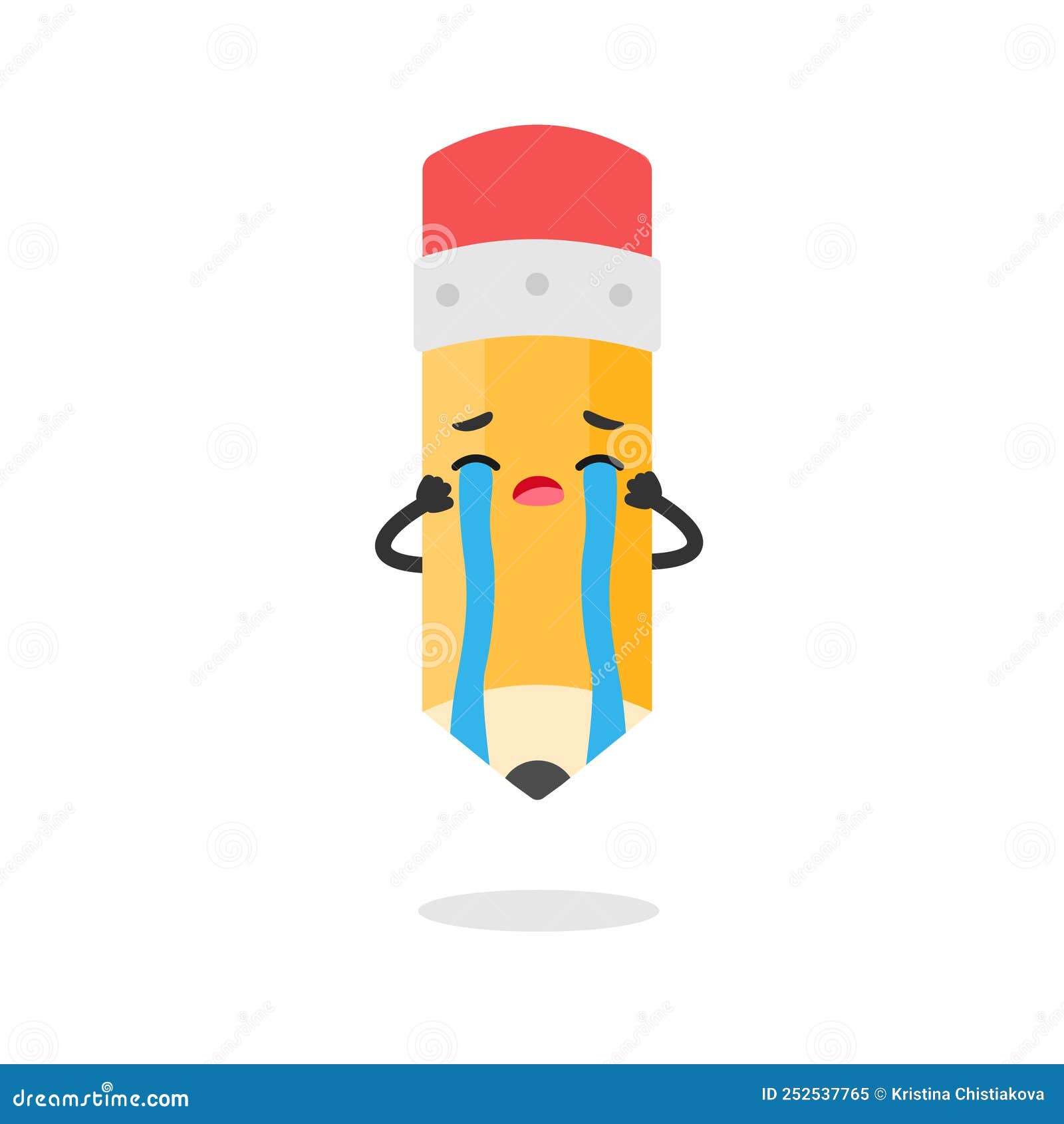 Character Cry Pencil. Flat Vector Illustration for Web and Graphic ... Character Cry Pencil. Flat Vector Illustration for Web and Graphic ...