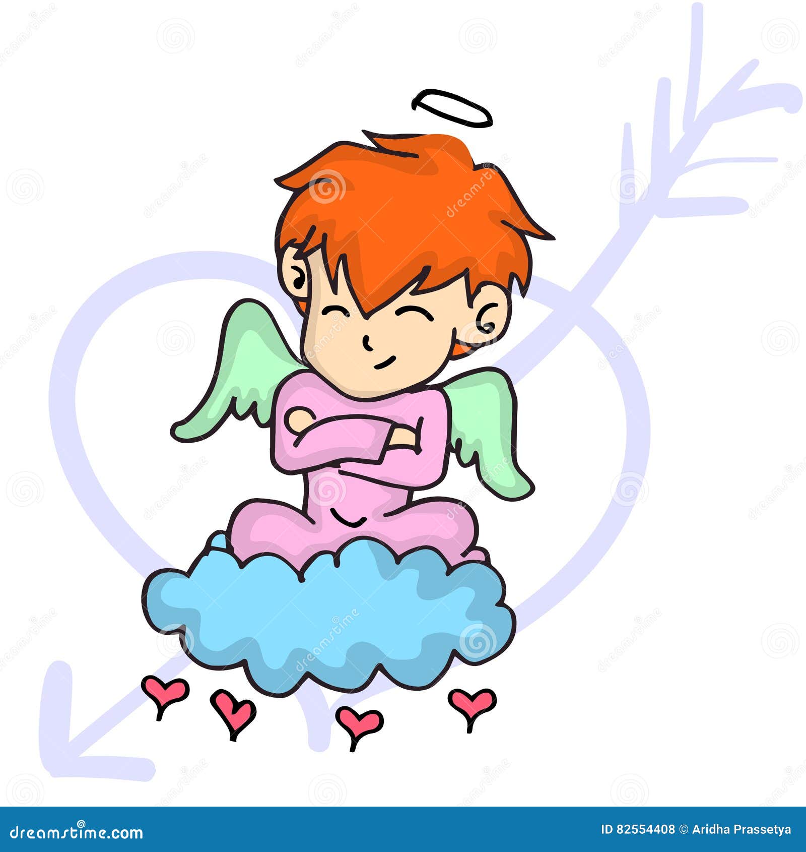 Character of Cupid on Cloud Cartoon Stock Vector - Illustration of ...