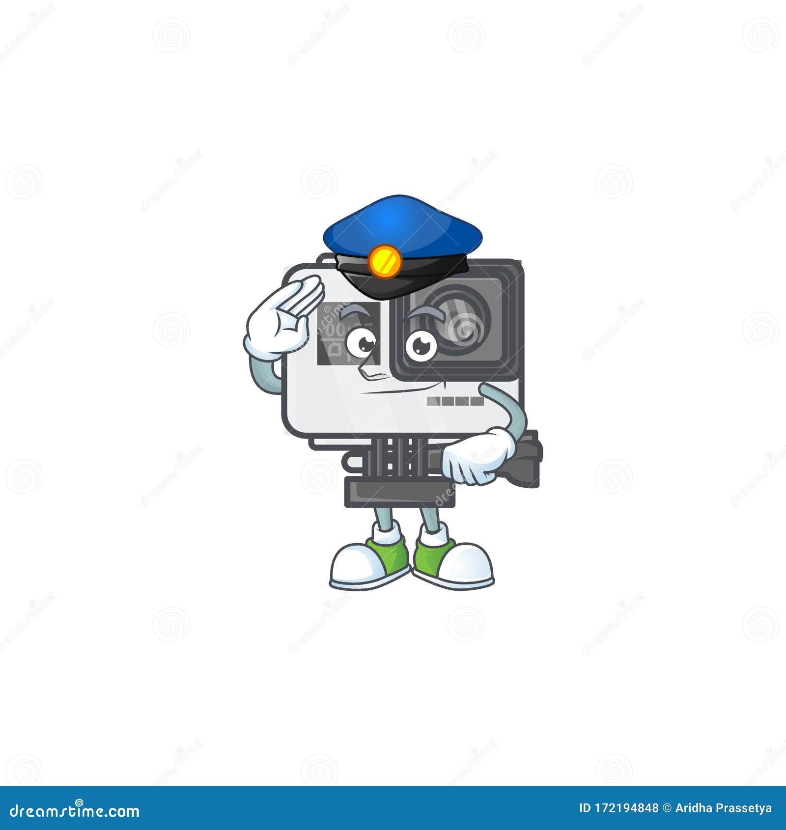 A Character Design of Action Camera Working As a Police Officer Stock ...