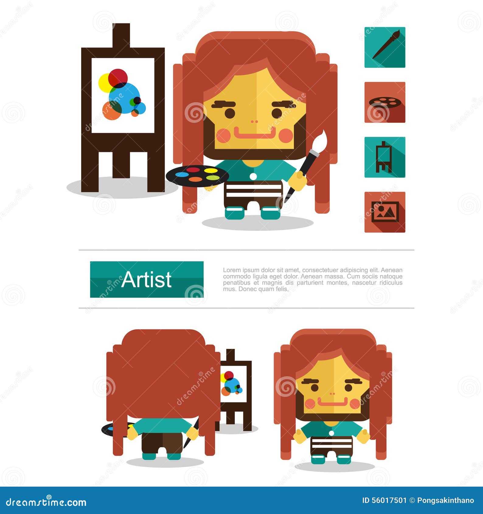 Character Design Artist Career, Icon Vector with White Background Stock ...