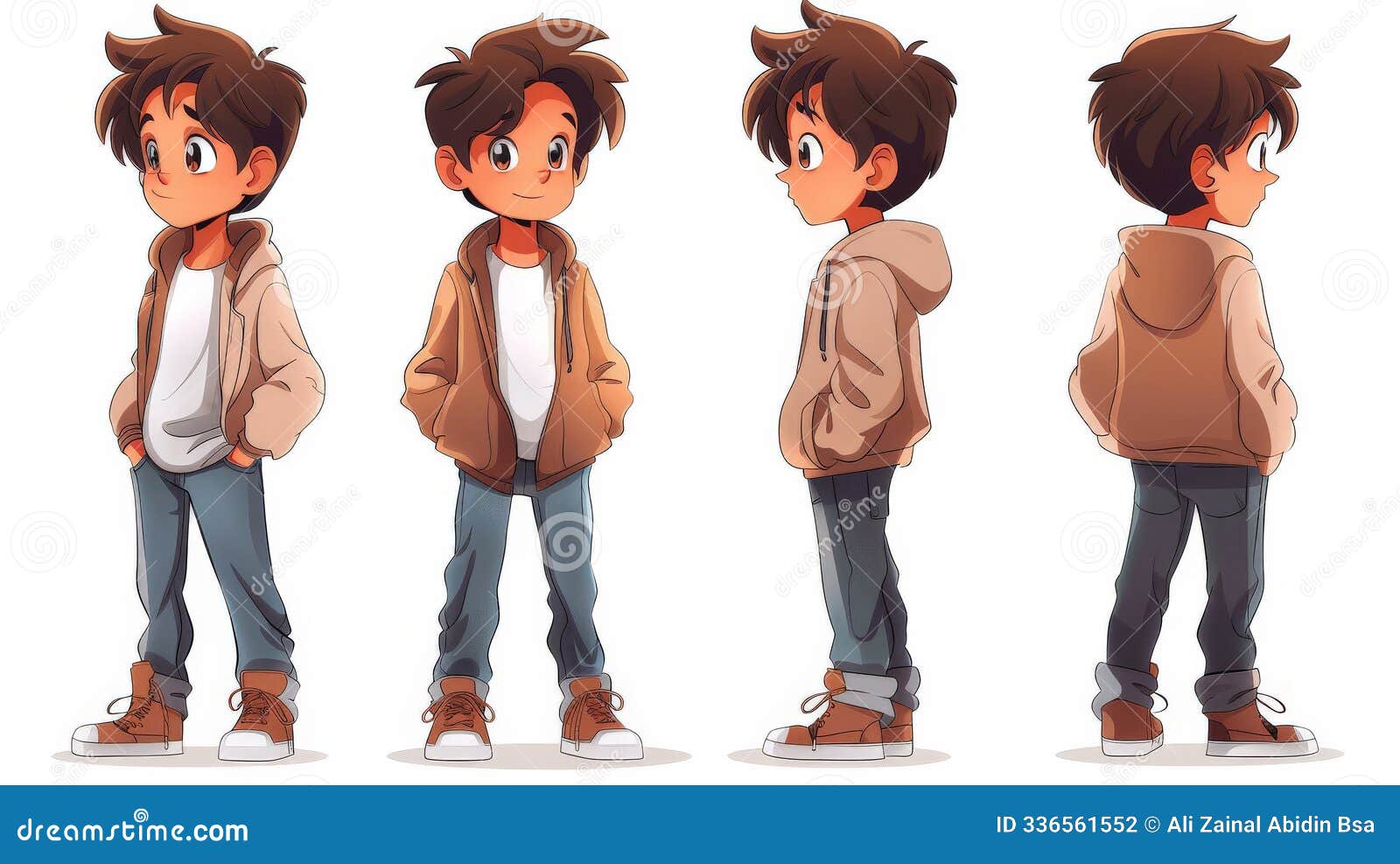 Character Design for Boy in Multiple Poses Stock Illustration ...