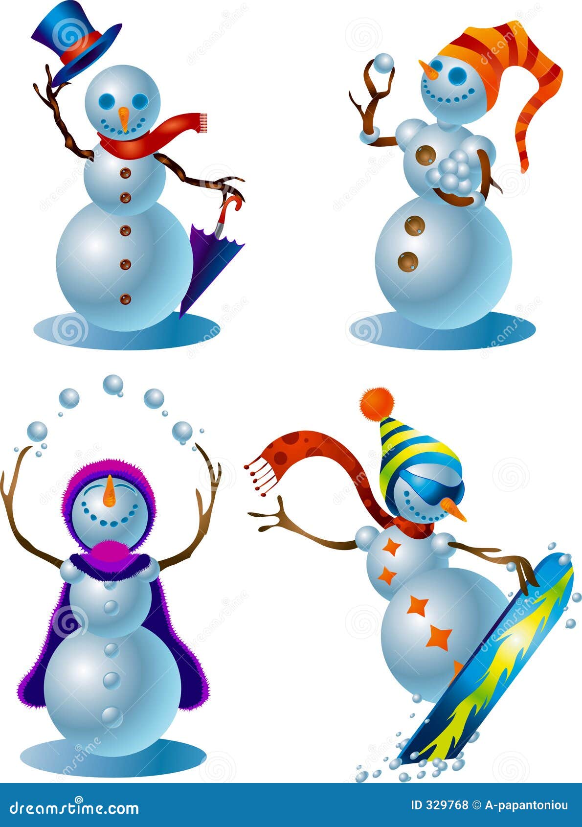 Character Design Collection 015: SnowMen Stock Illustration ...