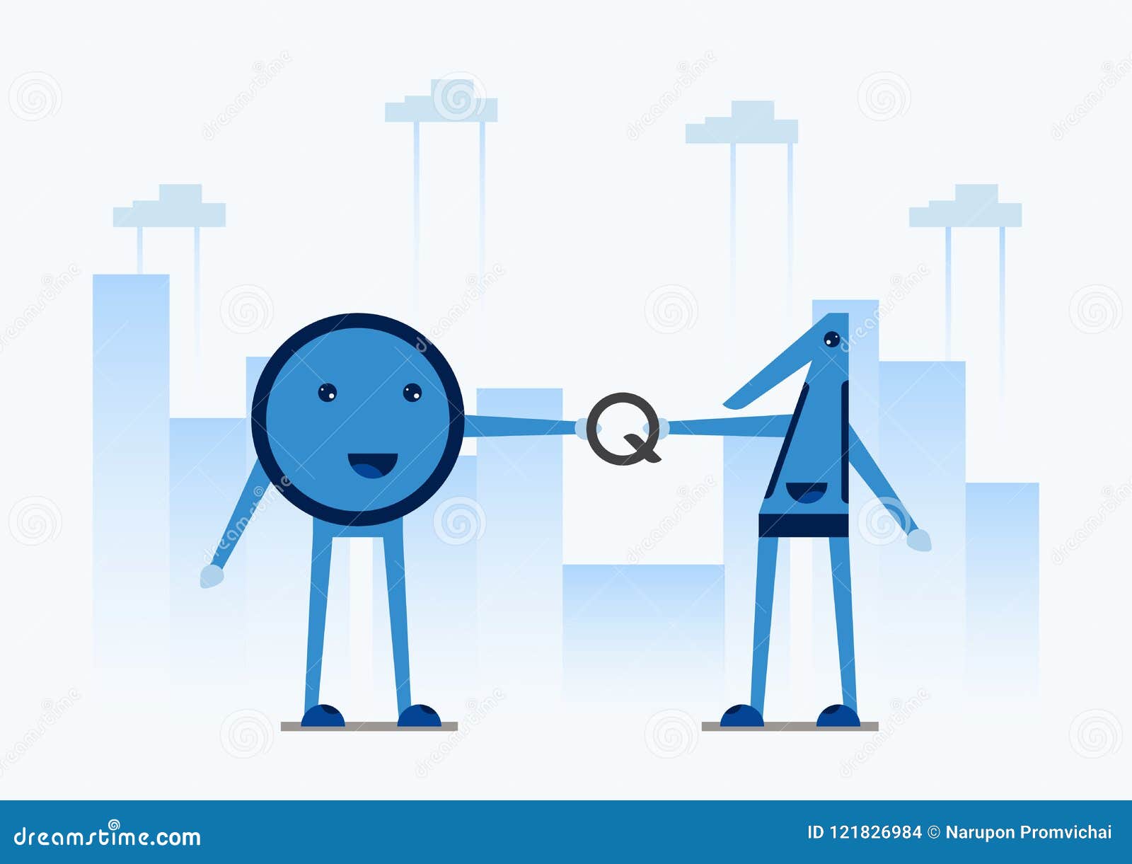 Character Design in Concept of Quantum Computing. Vector Illustration ...