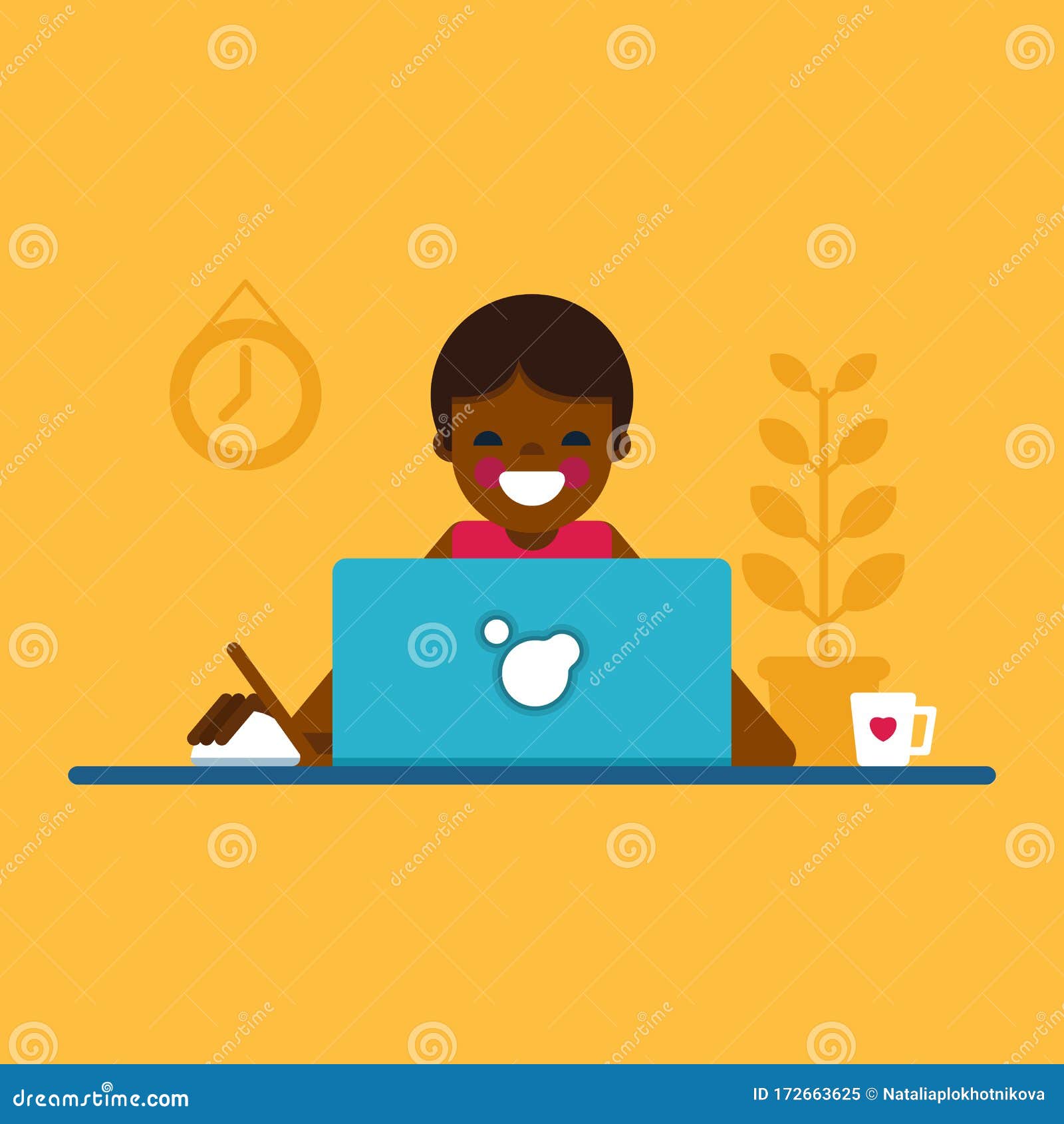 Character Design in a Flat Style. it User Businessman Works at the ...