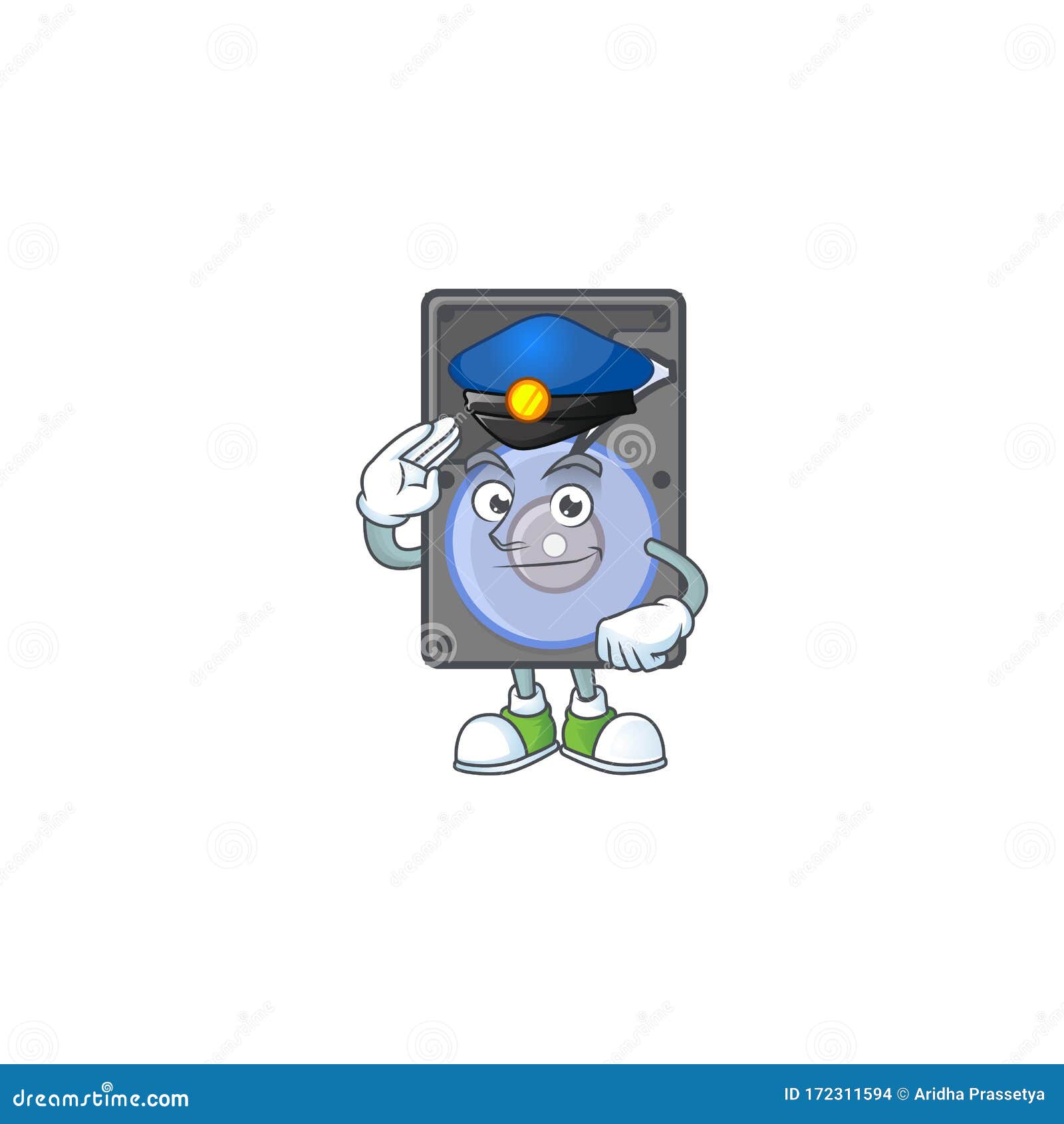 A Character Design of Hard Disk Working As a Police Officer Stock ...