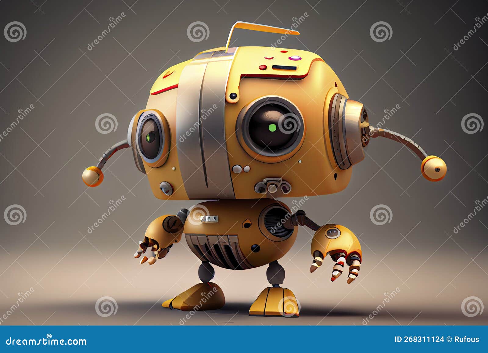 Character Design of Little Robot on Isolated Background Stock ...