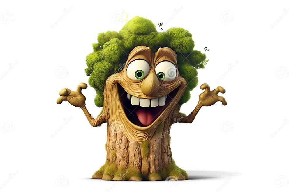 Character Design of a Talking Tree with a Face and Arms. AI Stock Image ...