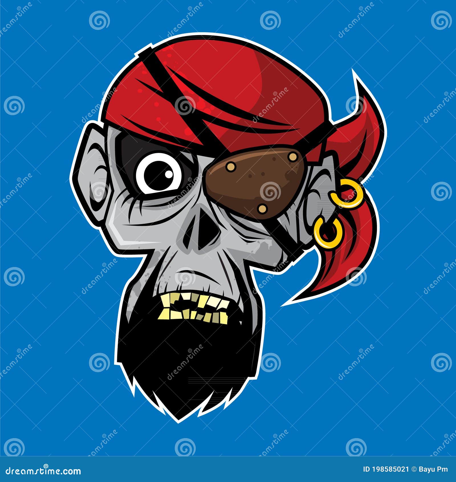 Pirate Zombie with Eya Patch - Vector Illustration Stock Vector ...