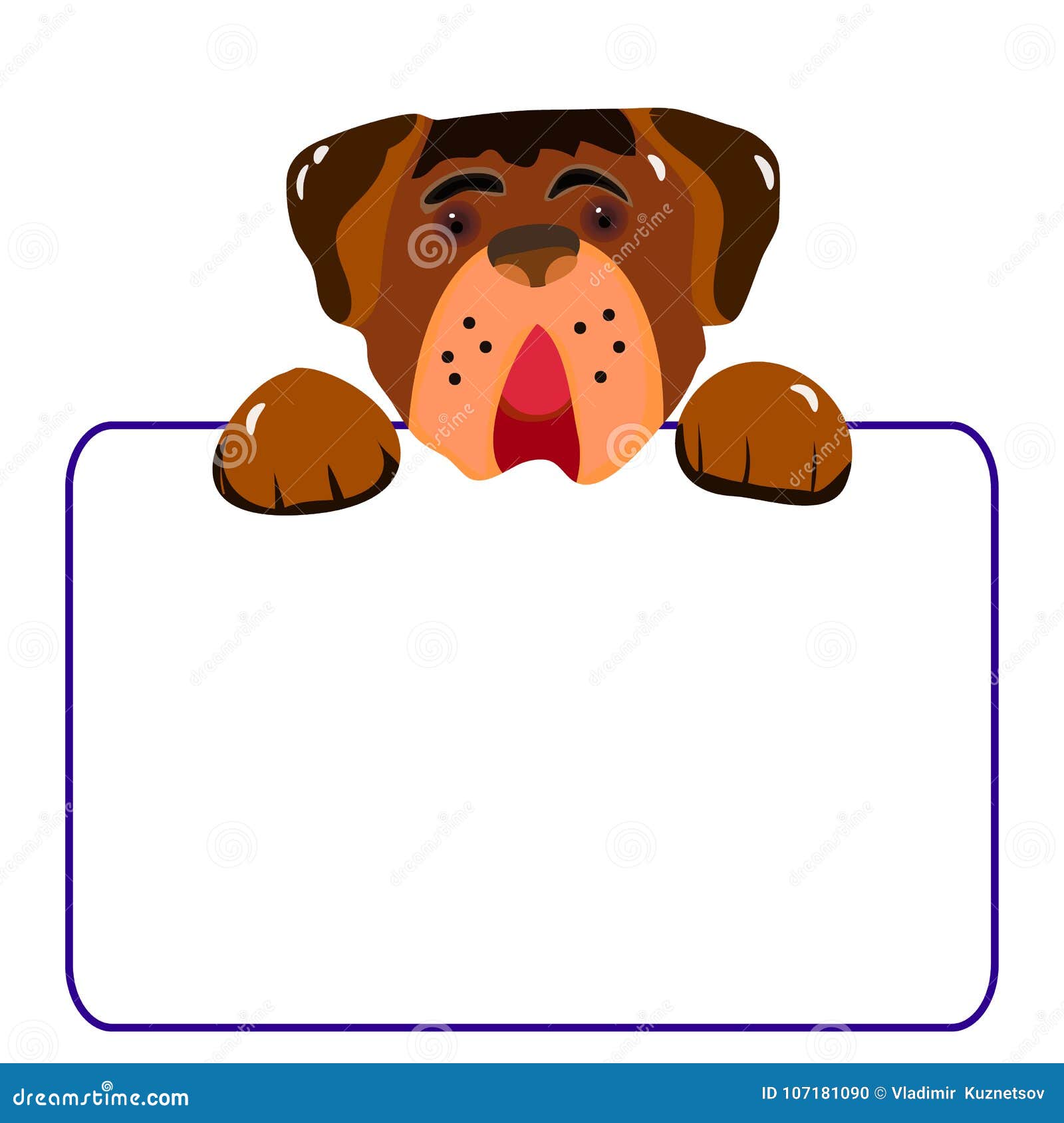 Character Dog with Empty Frame, Cartoon on White Background, Stock ...