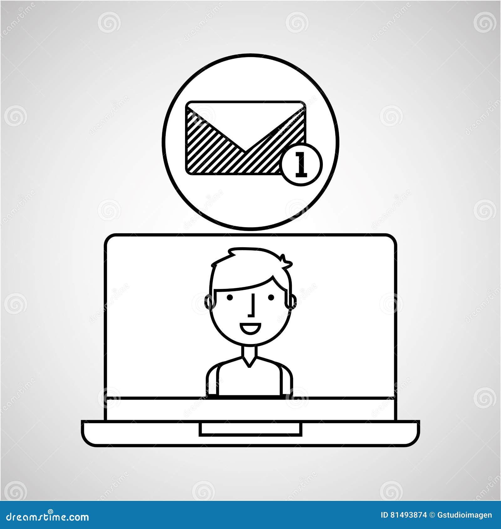 Character Draw Email Inbox Technology Social Media Stock Vector ...