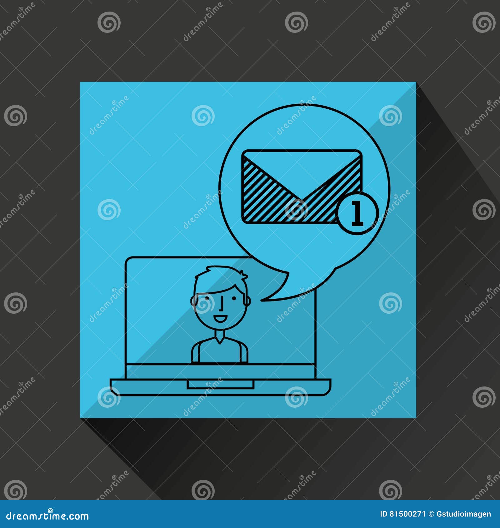 Character Draw Email Inbox Technology Social Media Stock Vector ...