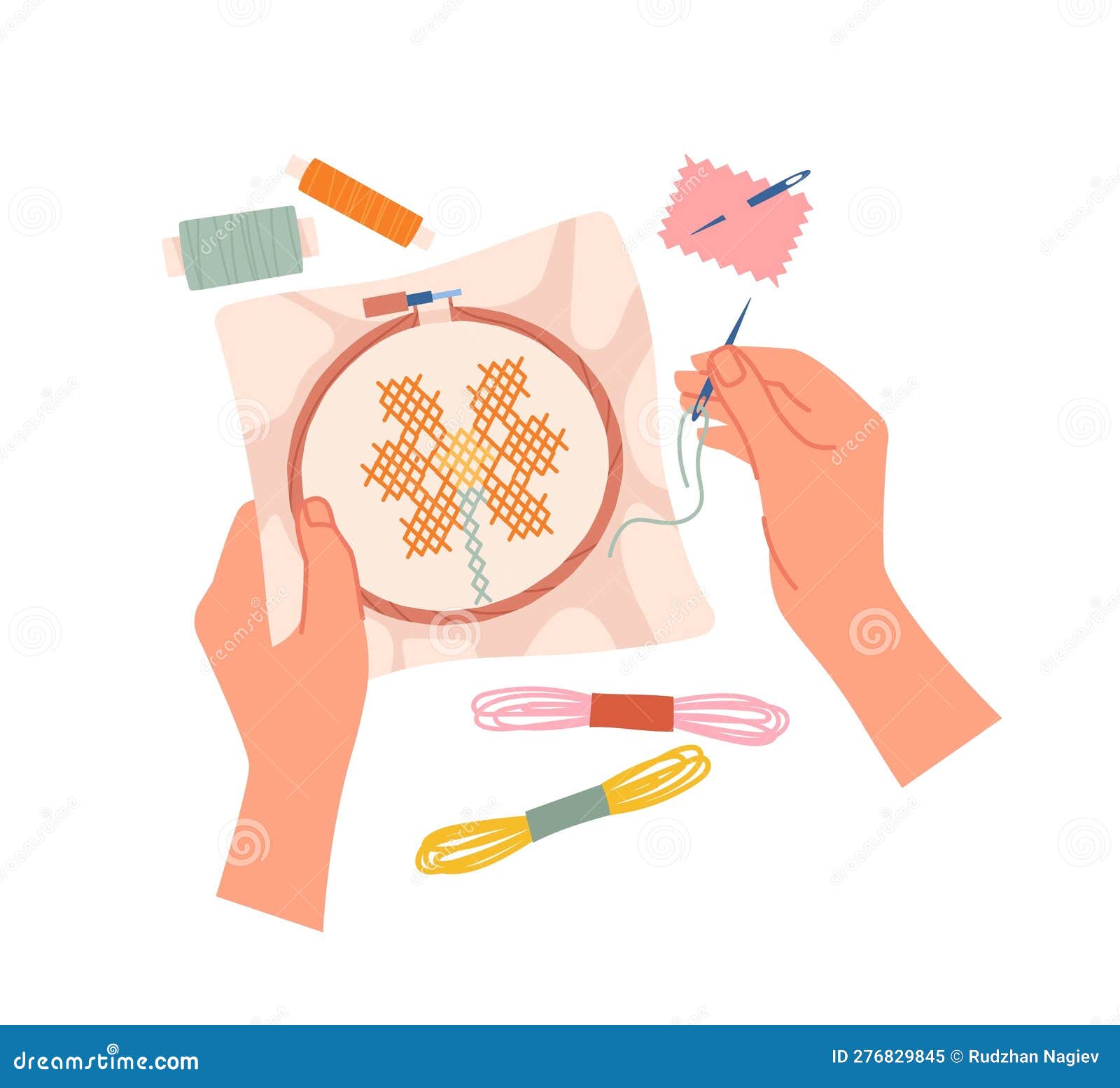 Character Embroider Flower Pattern Cartoon Vector | CartoonDealer.com ...