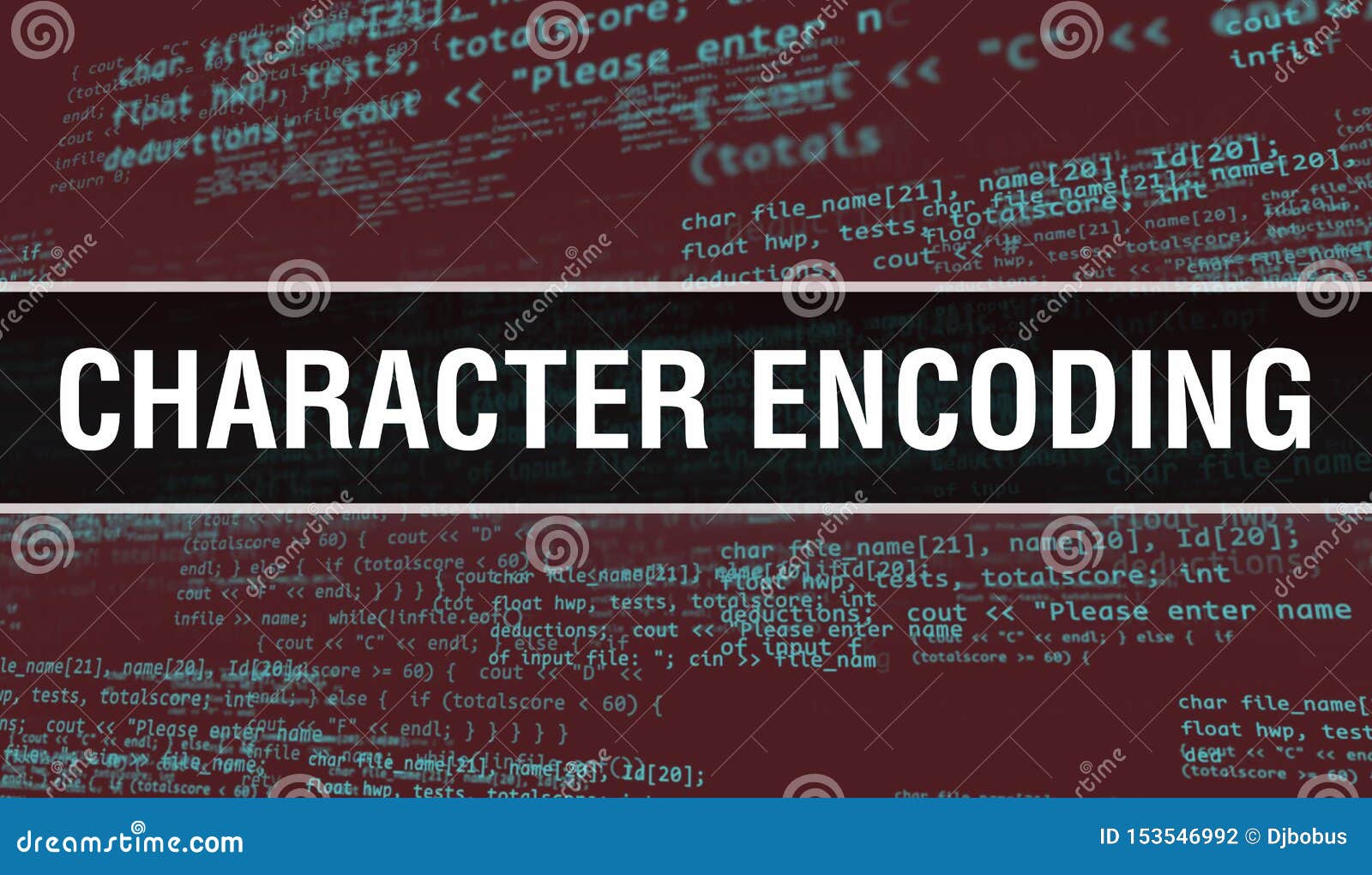 Character Encoding Text Written On Programming Code Abstract Technology Background Of Software