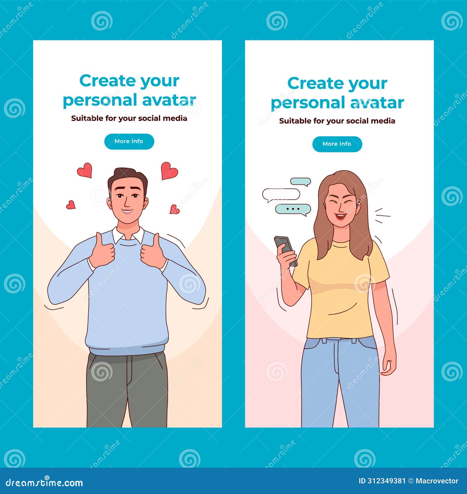 Character Expressions Hand Drawn Banner Set Stock Illustration ...