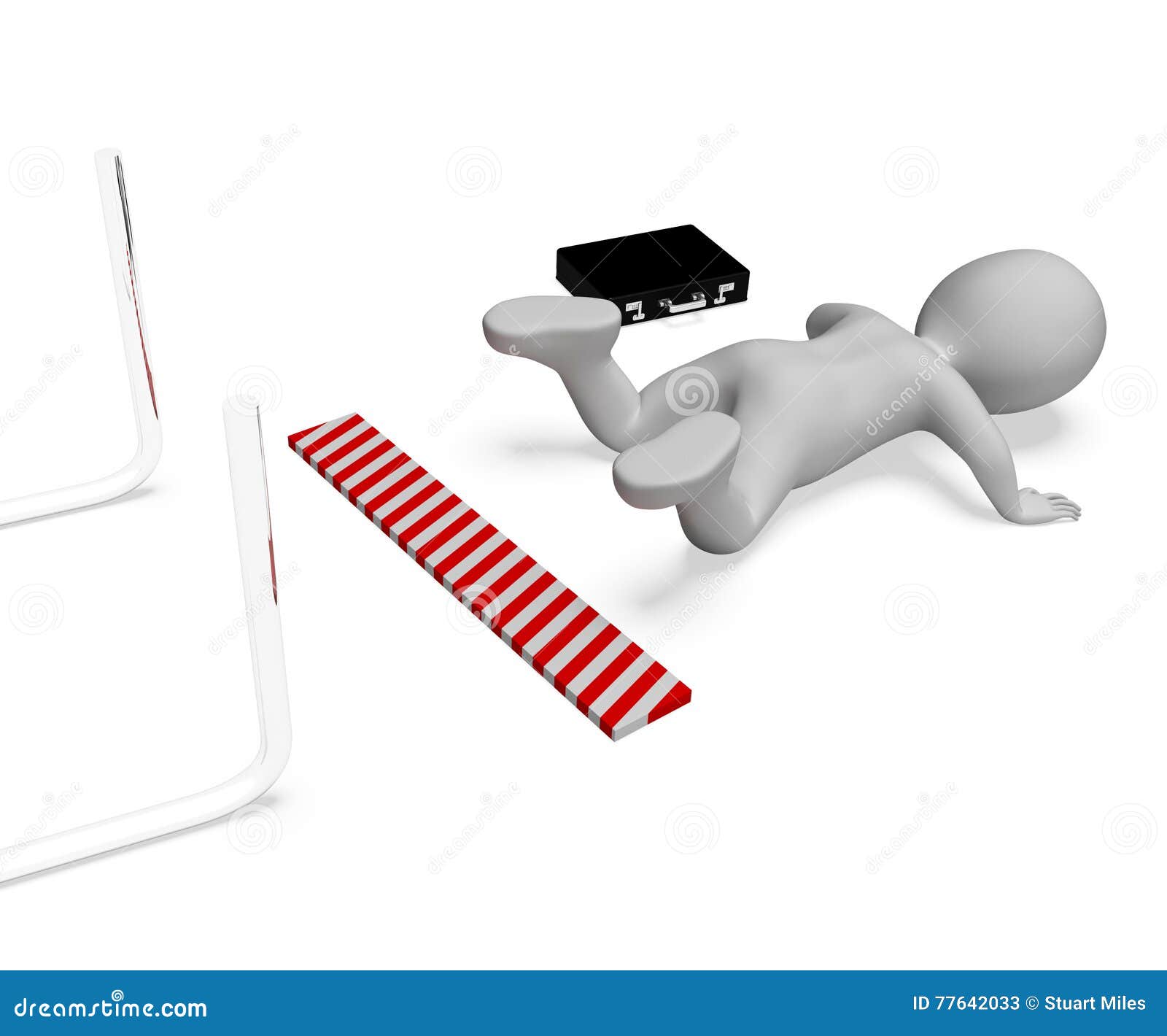 Character Fall Represents Lack of Success and Accident 3d Rendering ...