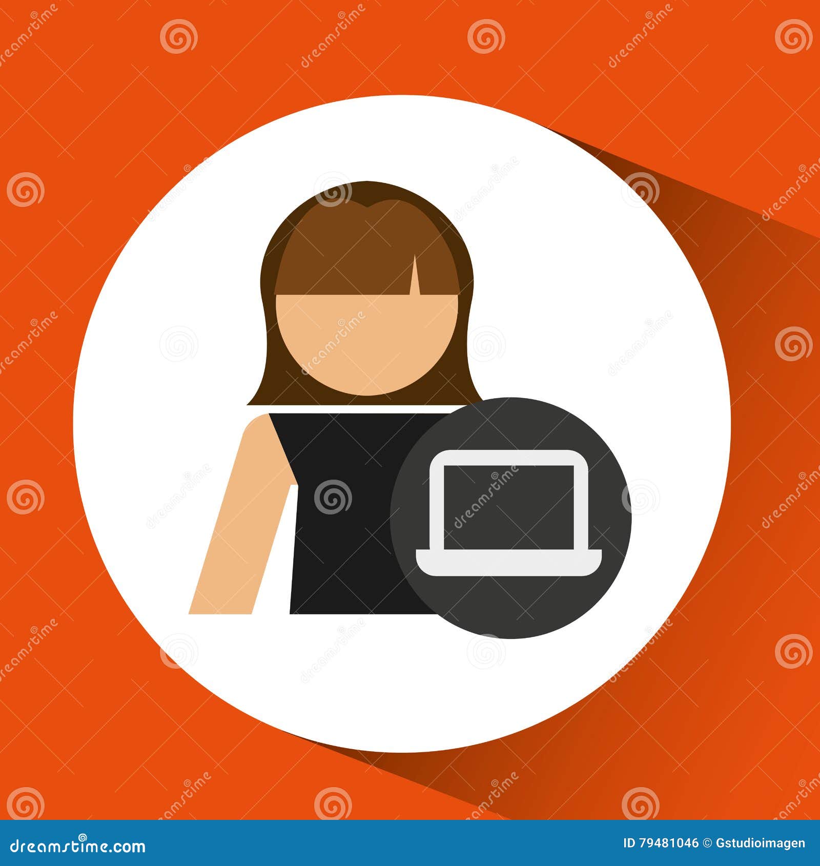 Character Female Laptop Technology Icon Design Stock Illustration ...