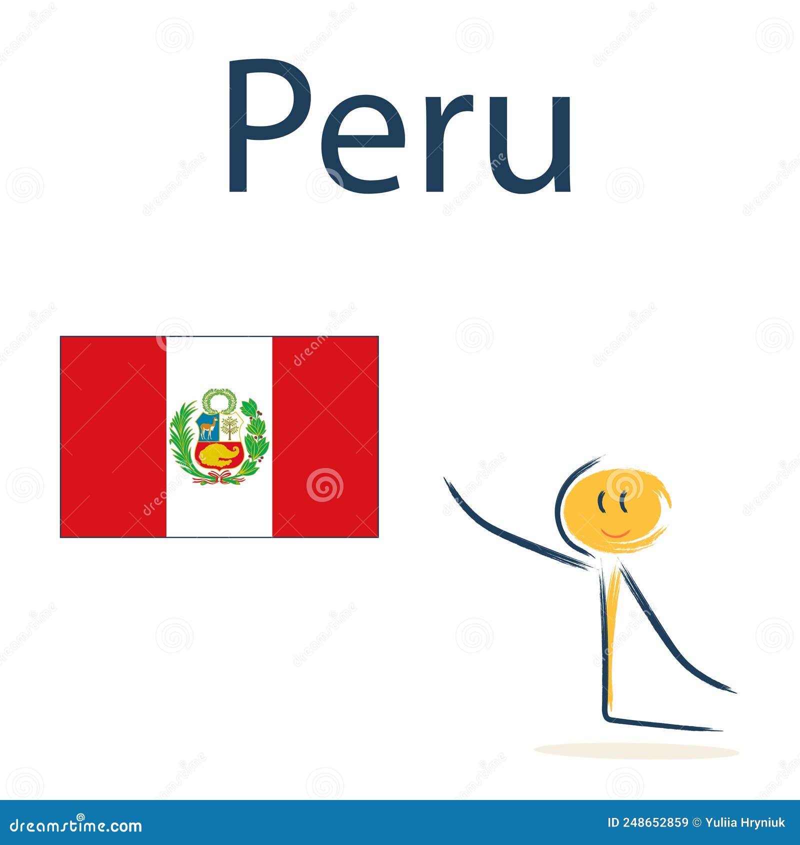 Character with the Flag of Peru Stock Vector - Illustration of line ...