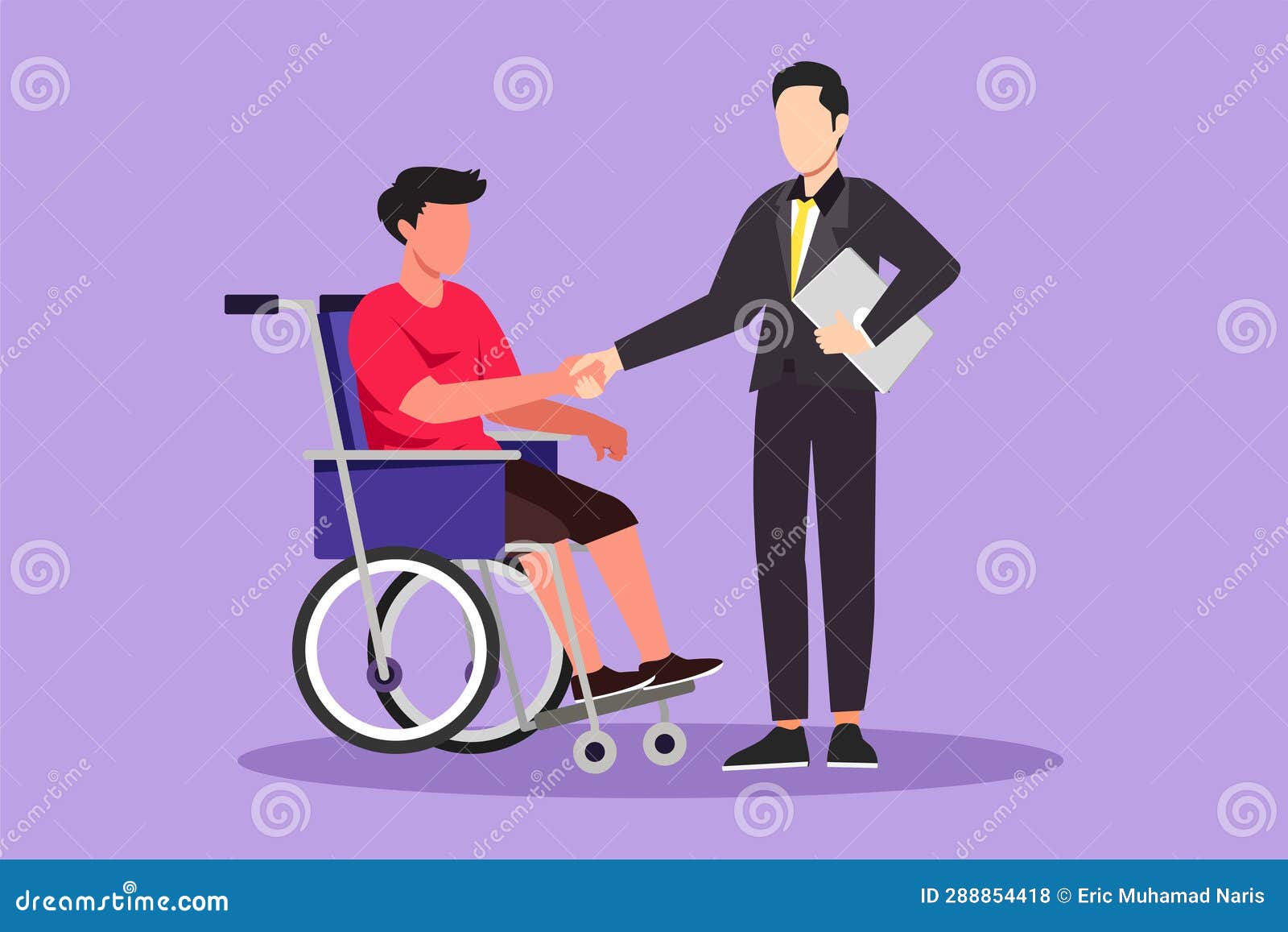 Character Flat Drawing of Disability Employment Responsibility, Work ...