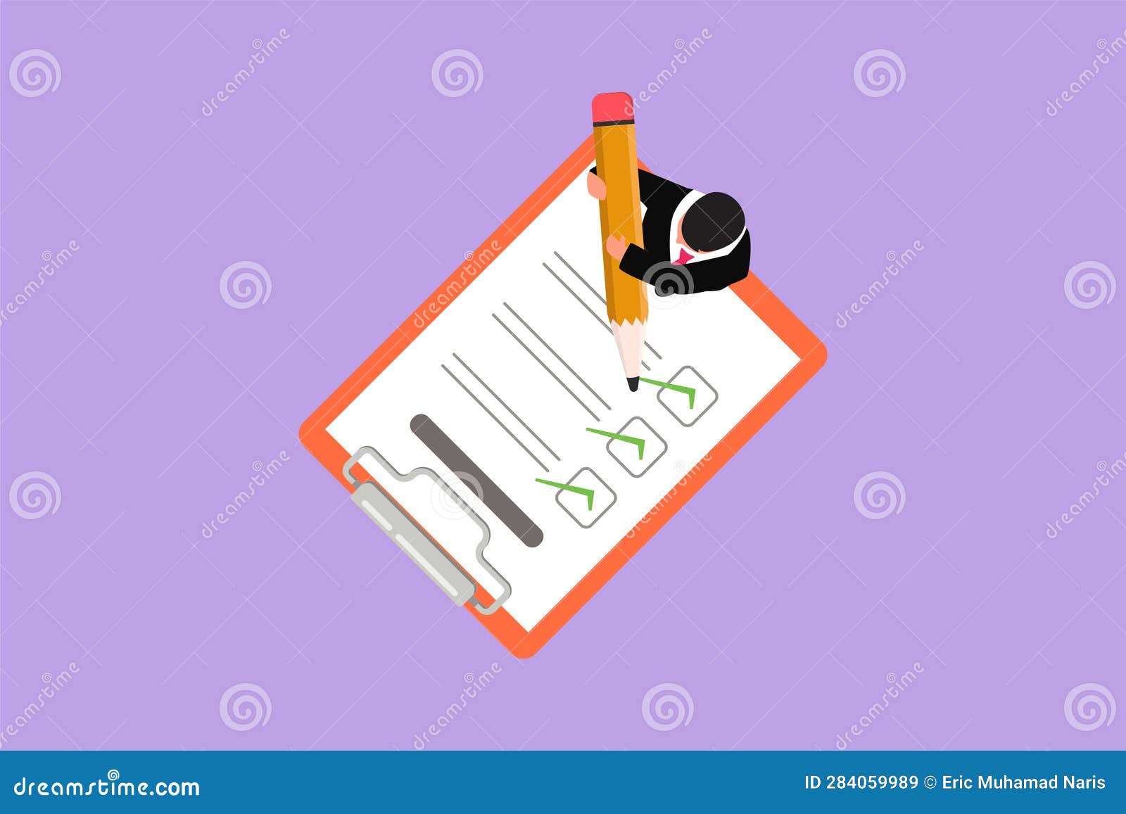 Character Flat Drawing Top View of Active Businessman Writes Completed ...