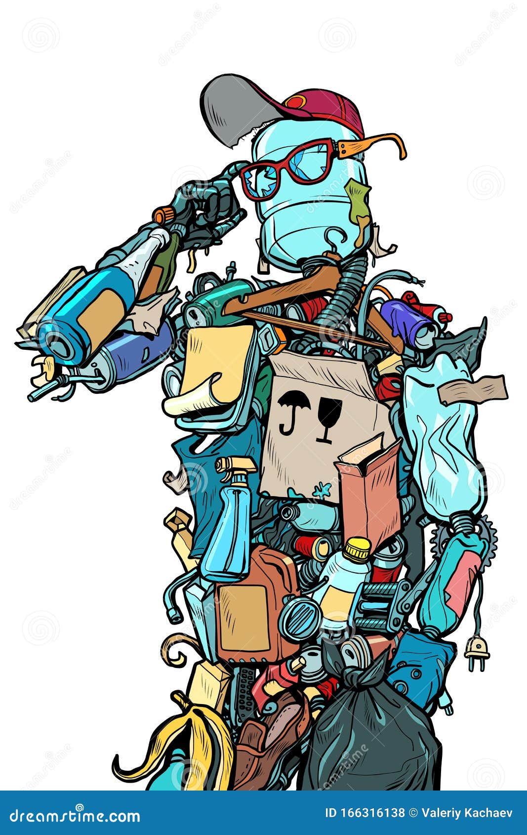 The Character Garbage Man. Landfills Dump Ecology and Pollution Concept ...