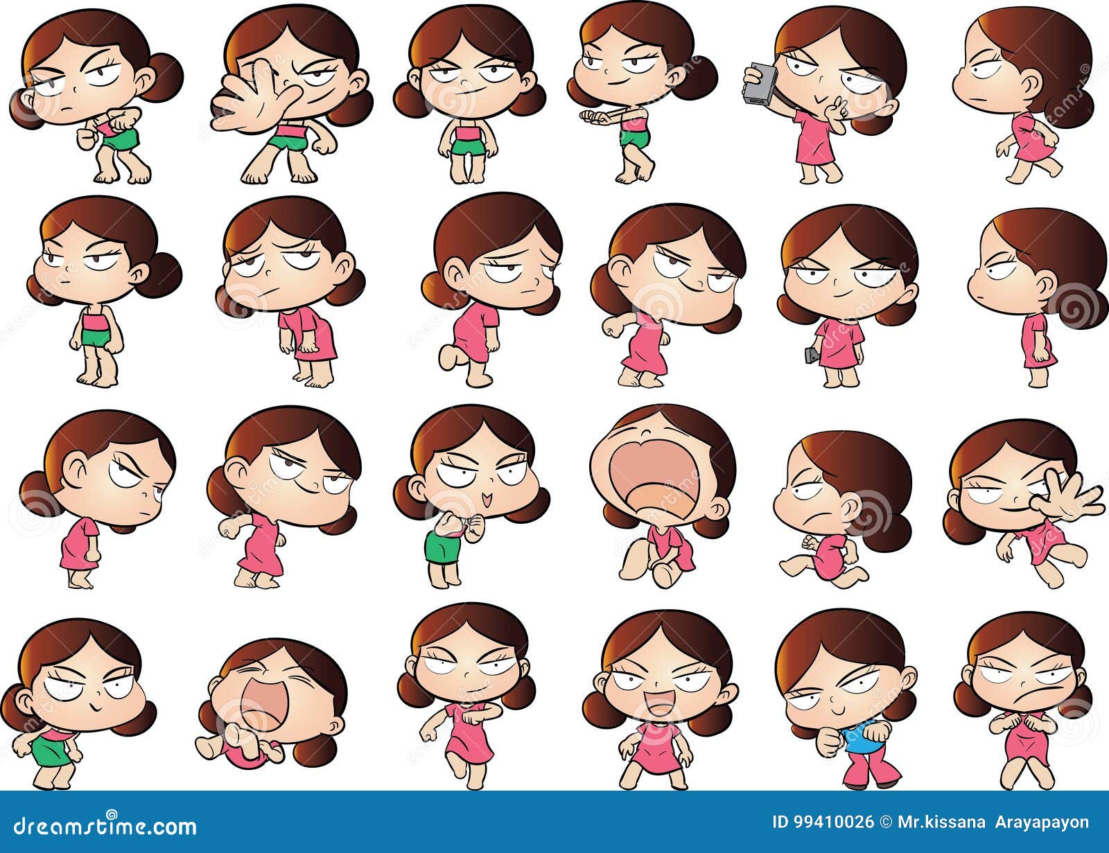 Character girl action stock vector. Illustration of expressions - 99410026