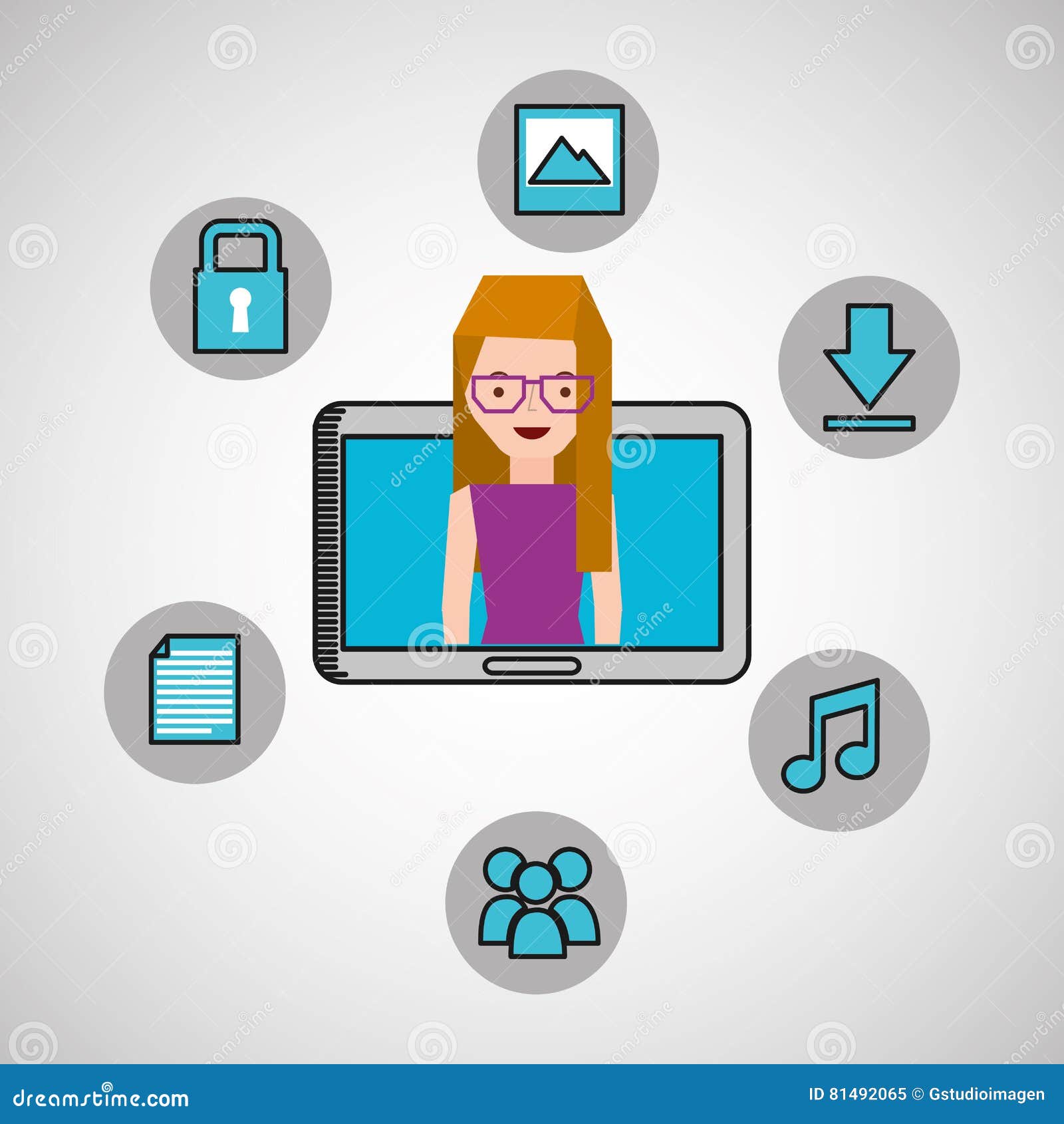 Character Girl Technology Social Media Icon Stock Vector - Illustration ...
