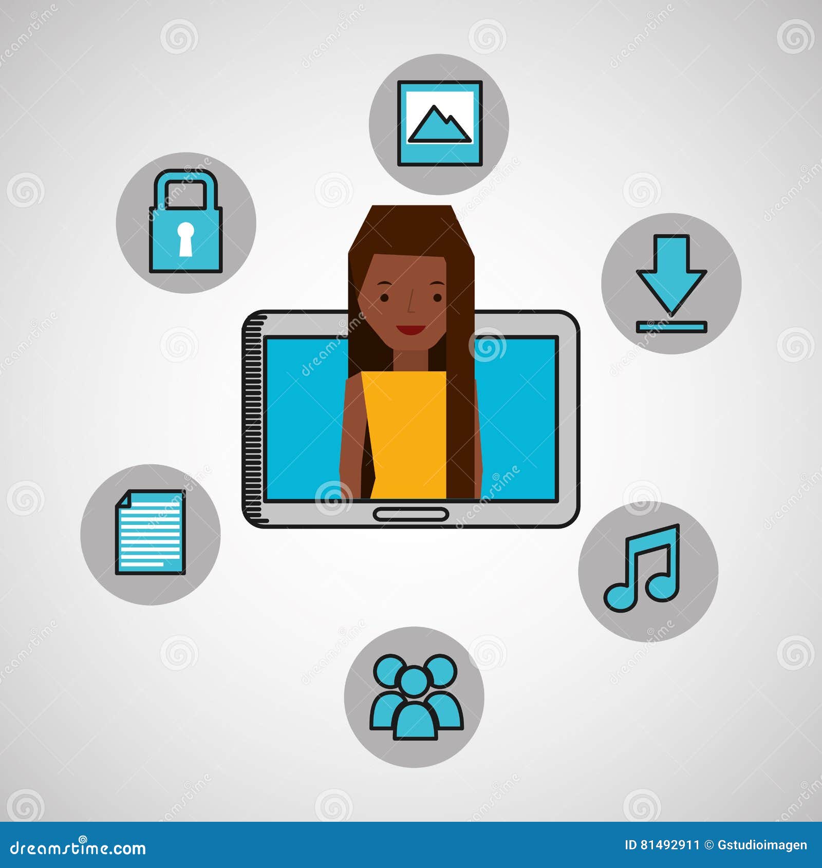 Character Girl Technology Social Media Icon Stock Vector - Illustration ...