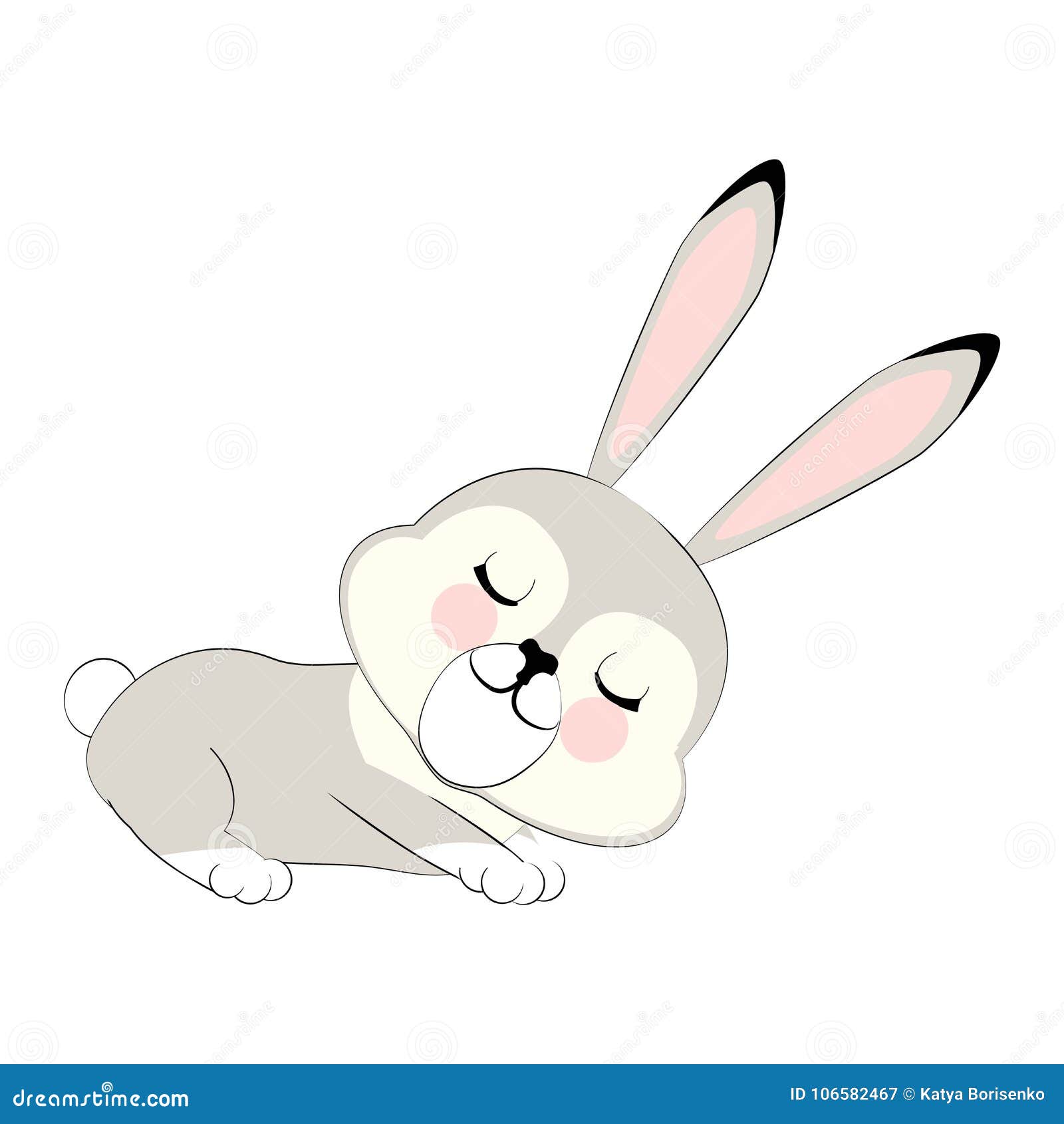 Character Grey Sleepy Bunny Stock Illustration - Illustration of icon ...