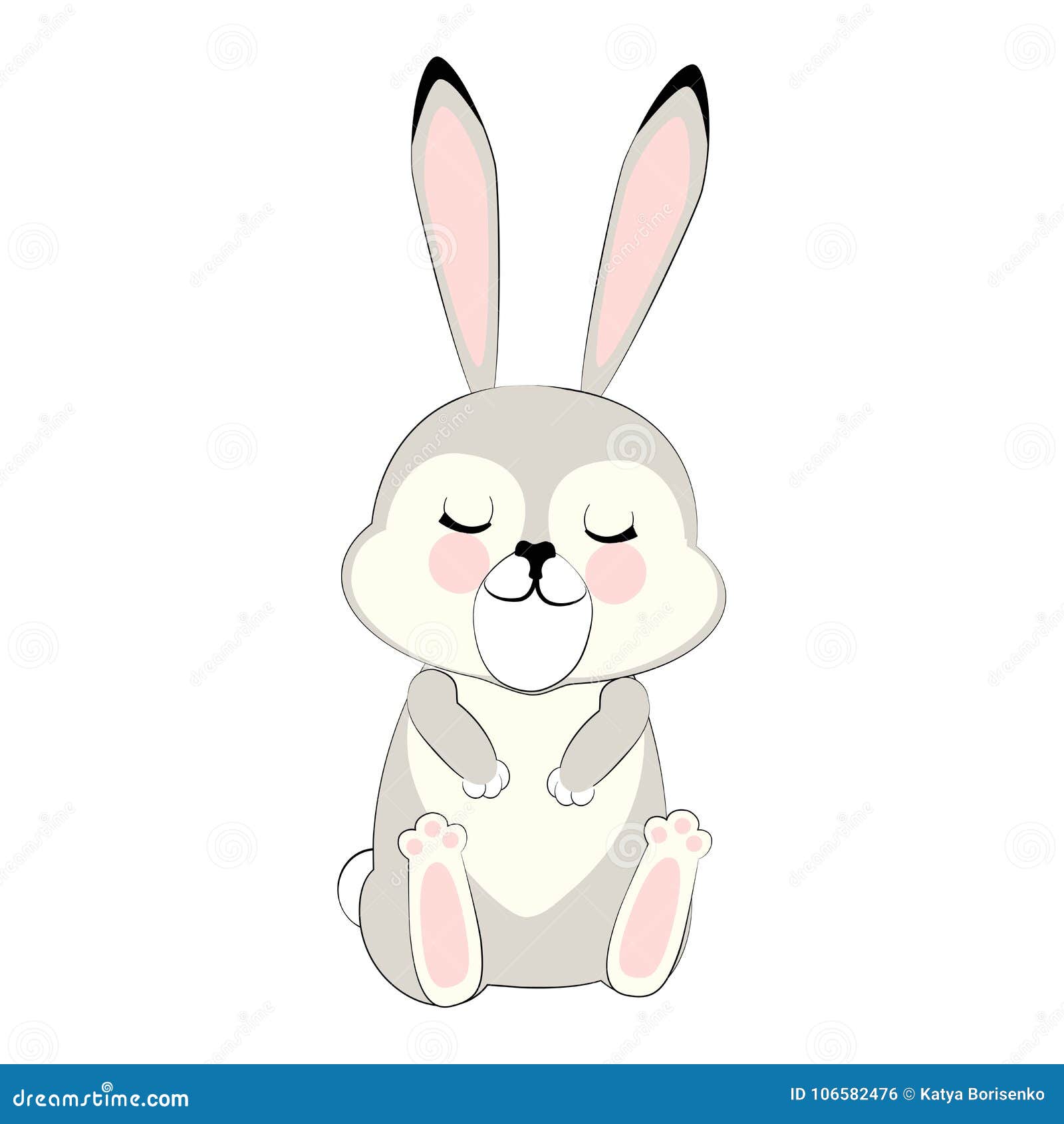 Character Grey Sleepy Bunny Stock Vector - Illustration of mothers ...