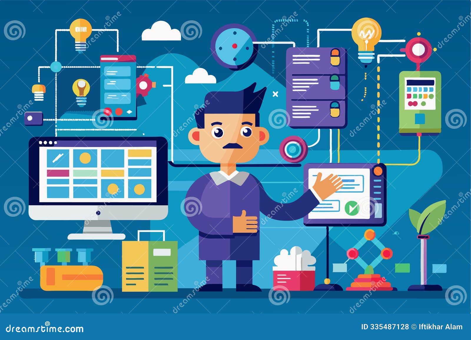 A Character Guiding the Prototyping Process with Various Tech Elements ...