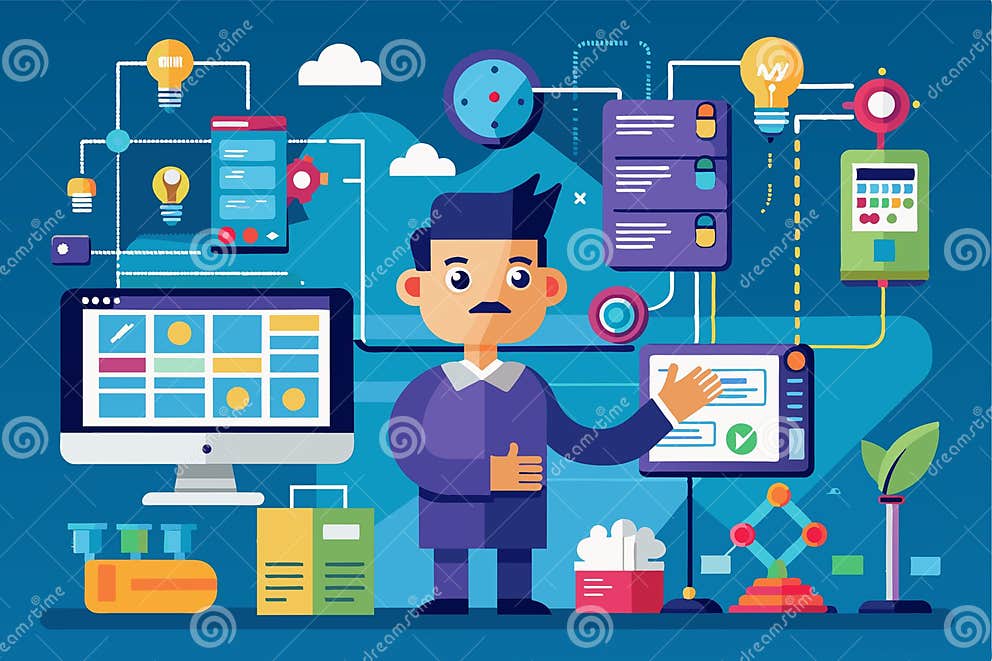 A Character Guiding the Prototyping Process with Various Tech Elements ...