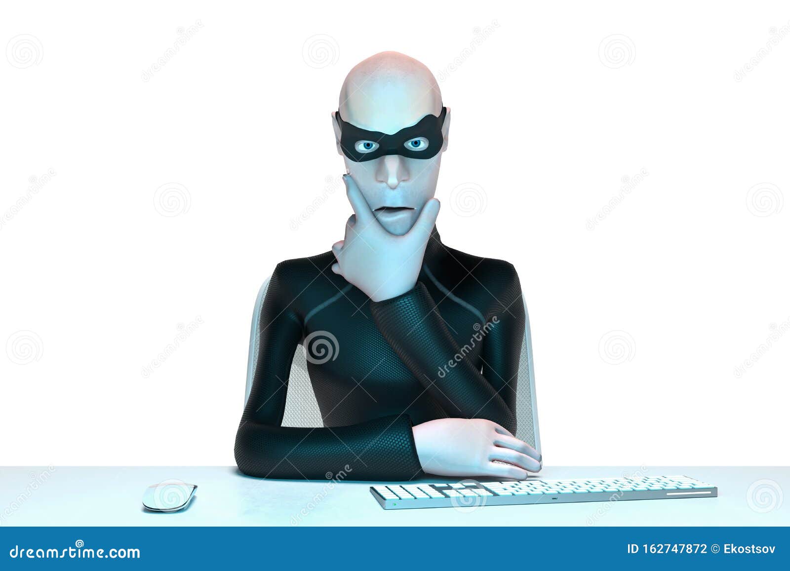 Character Hacker John Scammer in Mask Using Laptop Committing Theft ...