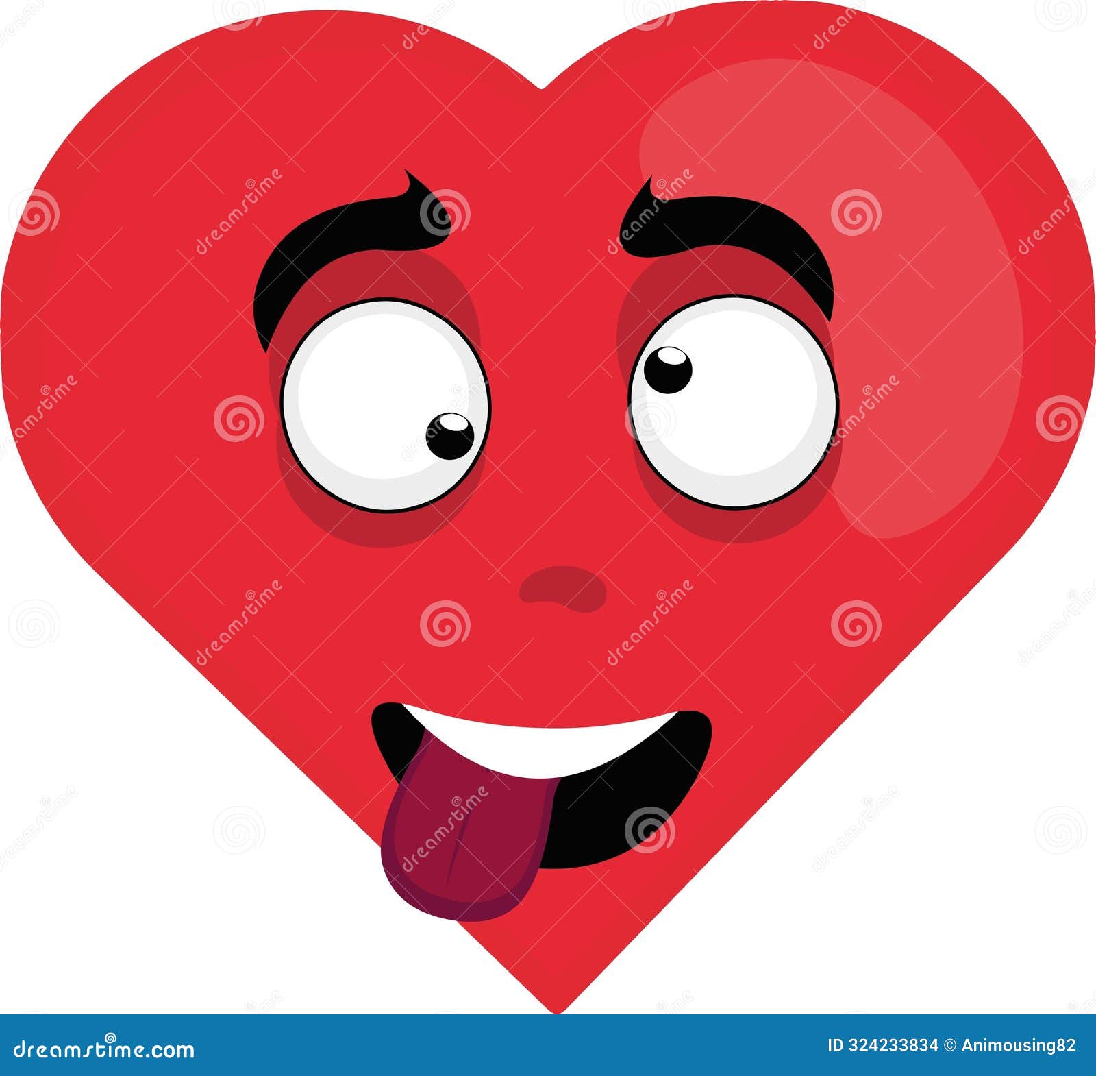 Character Heart Crazy Expression Stock Illustration - Illustration of ...